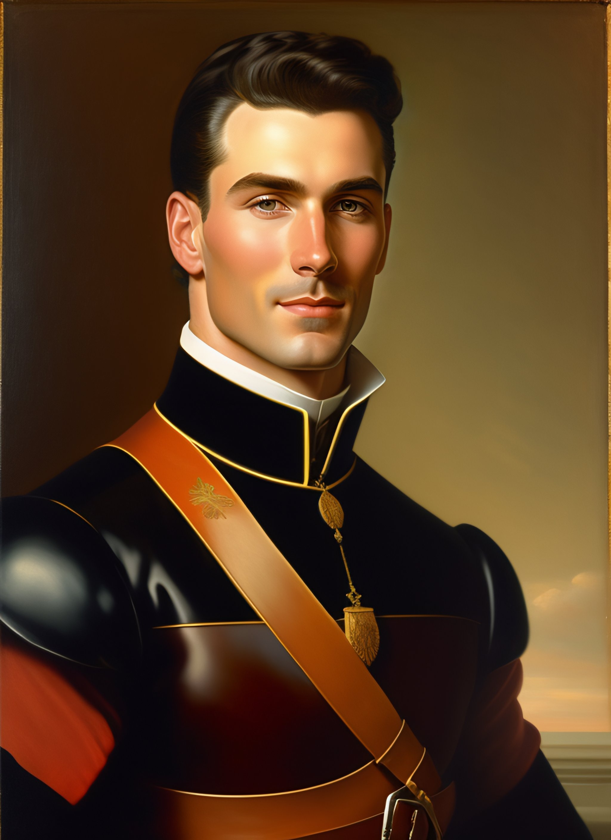 Lexica - A color oil portrait painting of a handsome male, with a ...