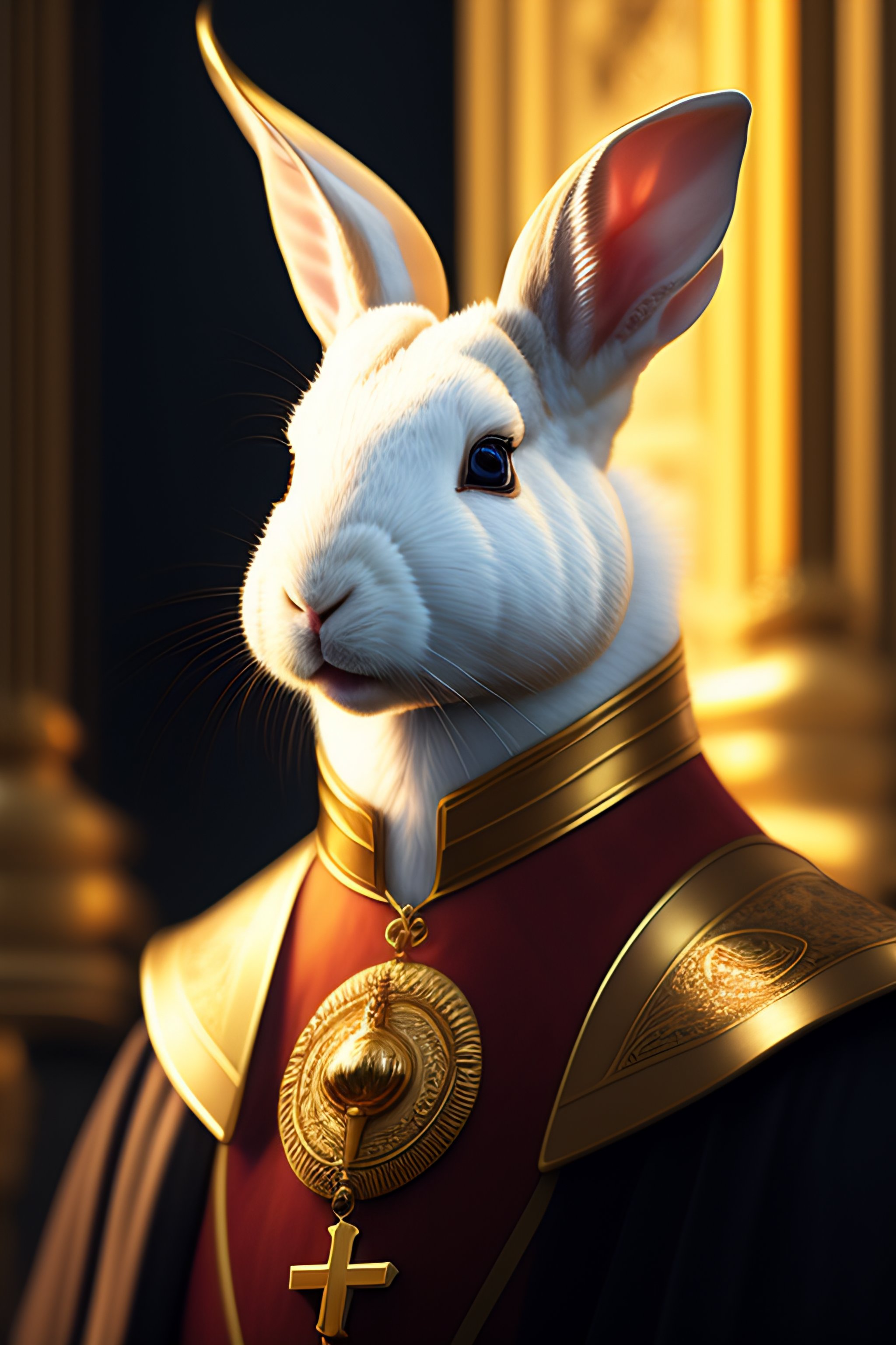 Lexica - Portrait of a yellow white Dutch Rabbit, bible, church ...