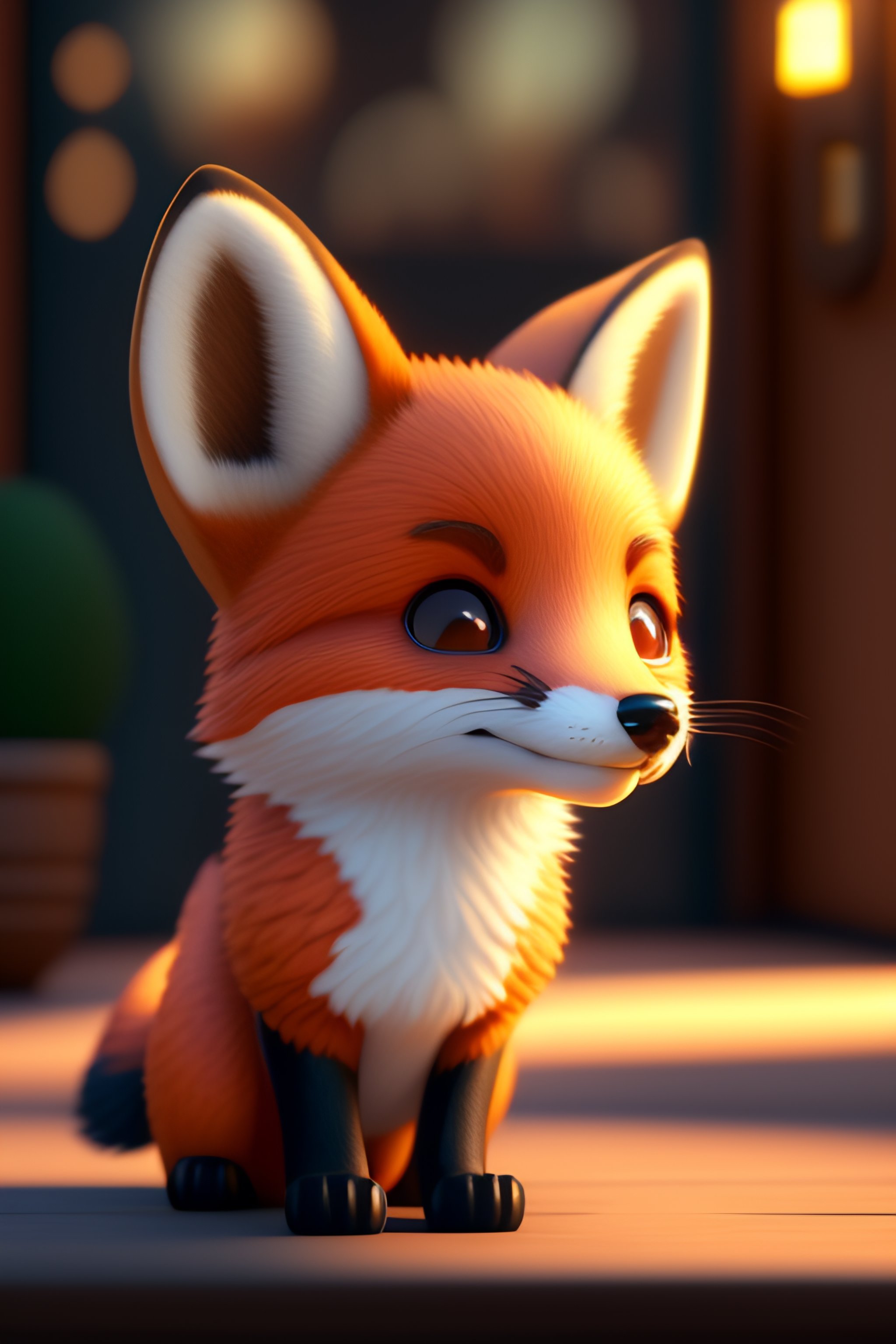 Lexica - Cute small Fox waving at me and smiling greeting me in front ...