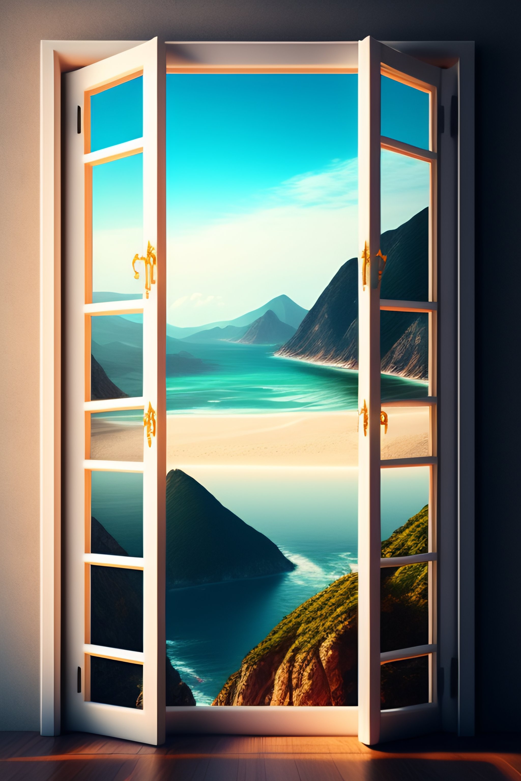 Lexica - Triple Window over mountain have ocean view in sunny day ...