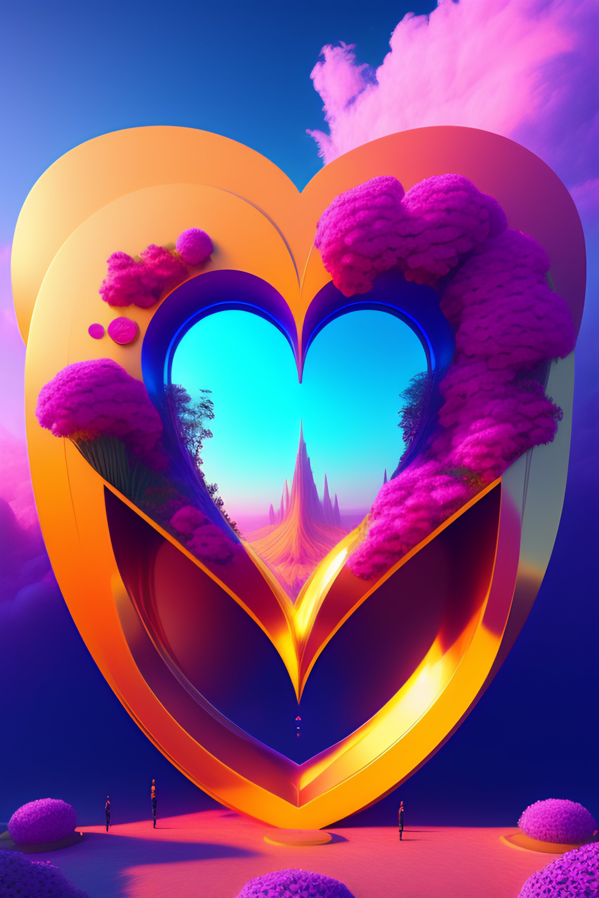 Lexica - An 8k resolution matte painting of a heart in futuristic ...