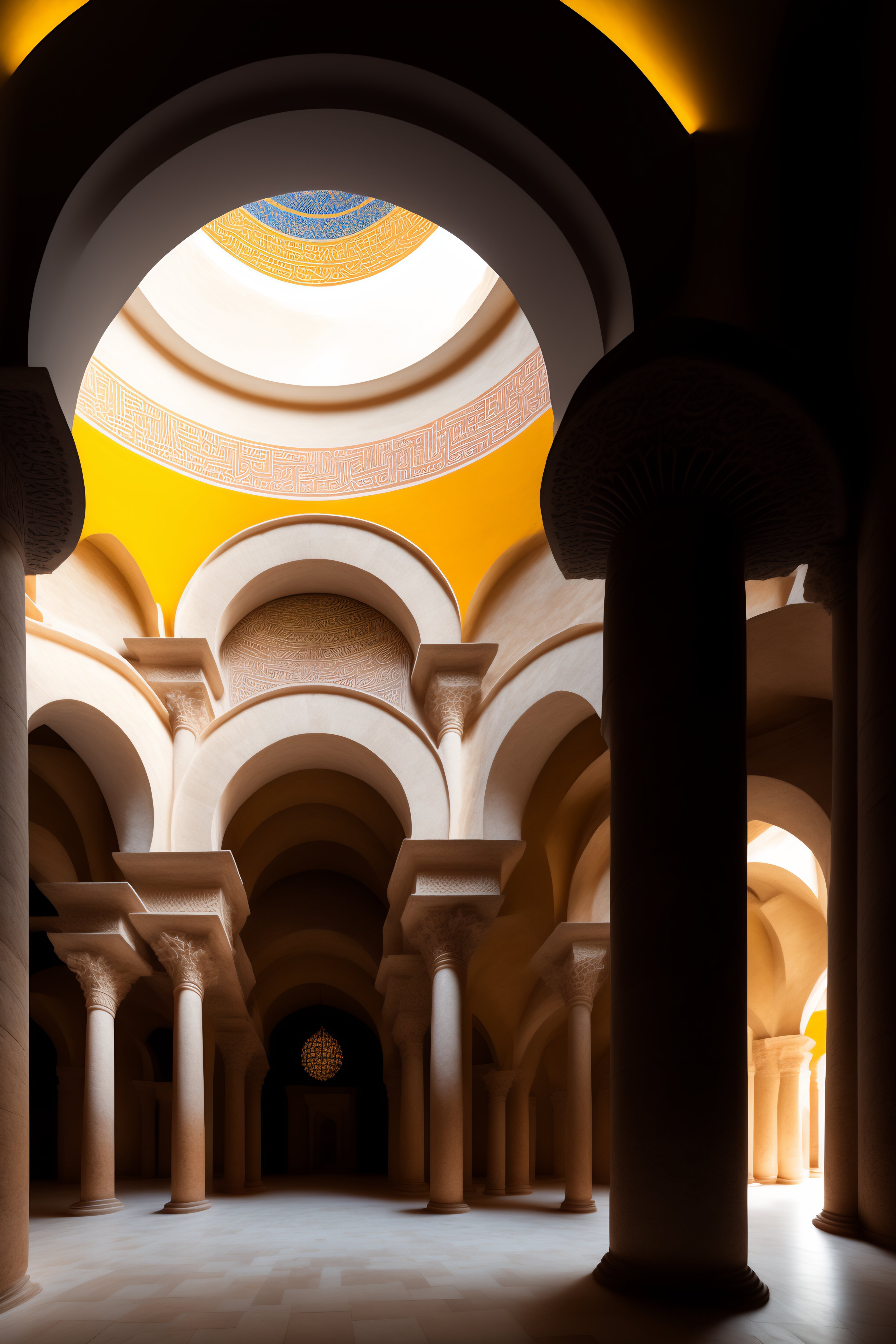 Lexica - Interior of circular temple with horseshoe arches style mosque ...
