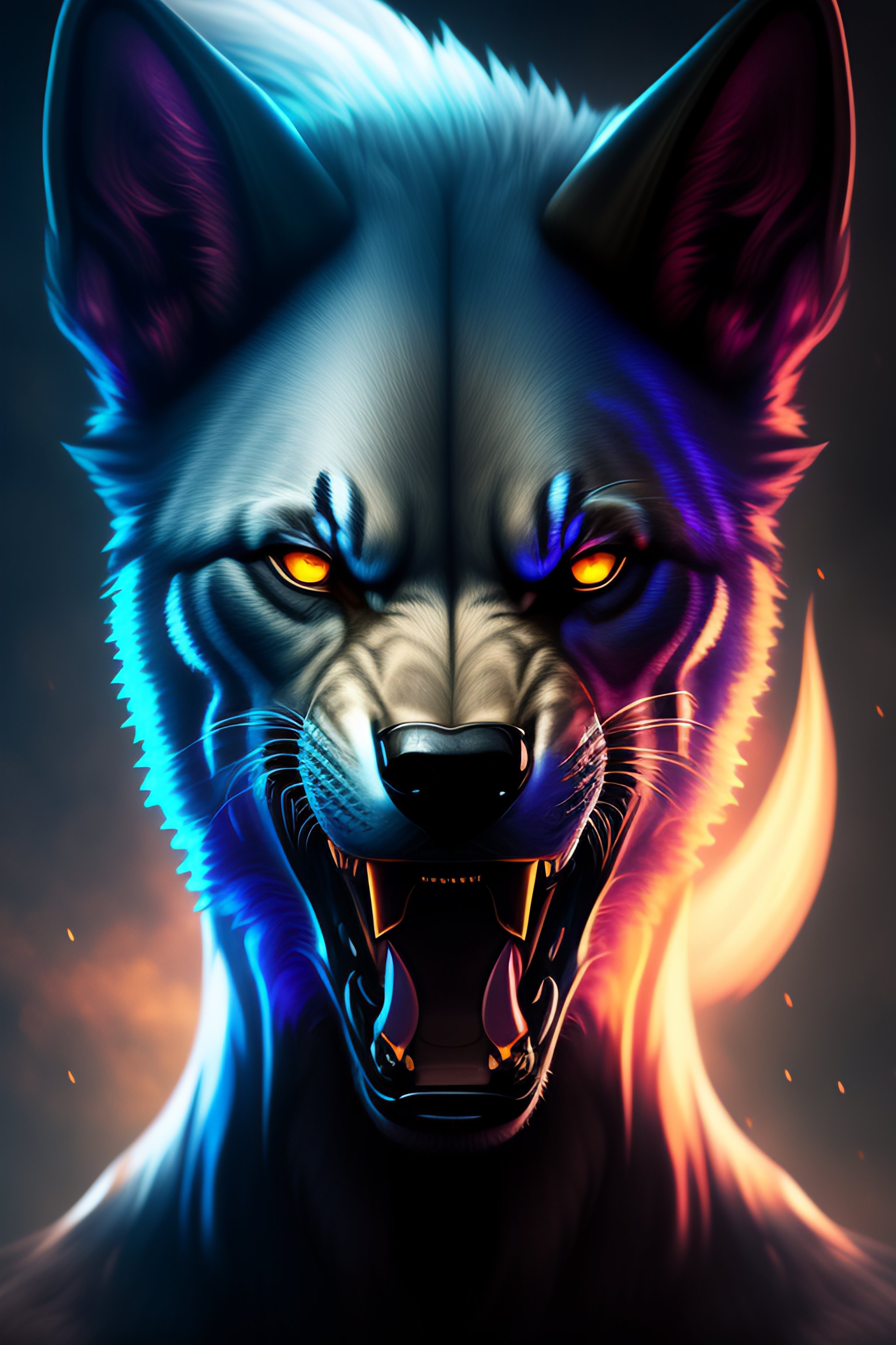 Lexica - 3 head werewolf in the style of magic the gathering