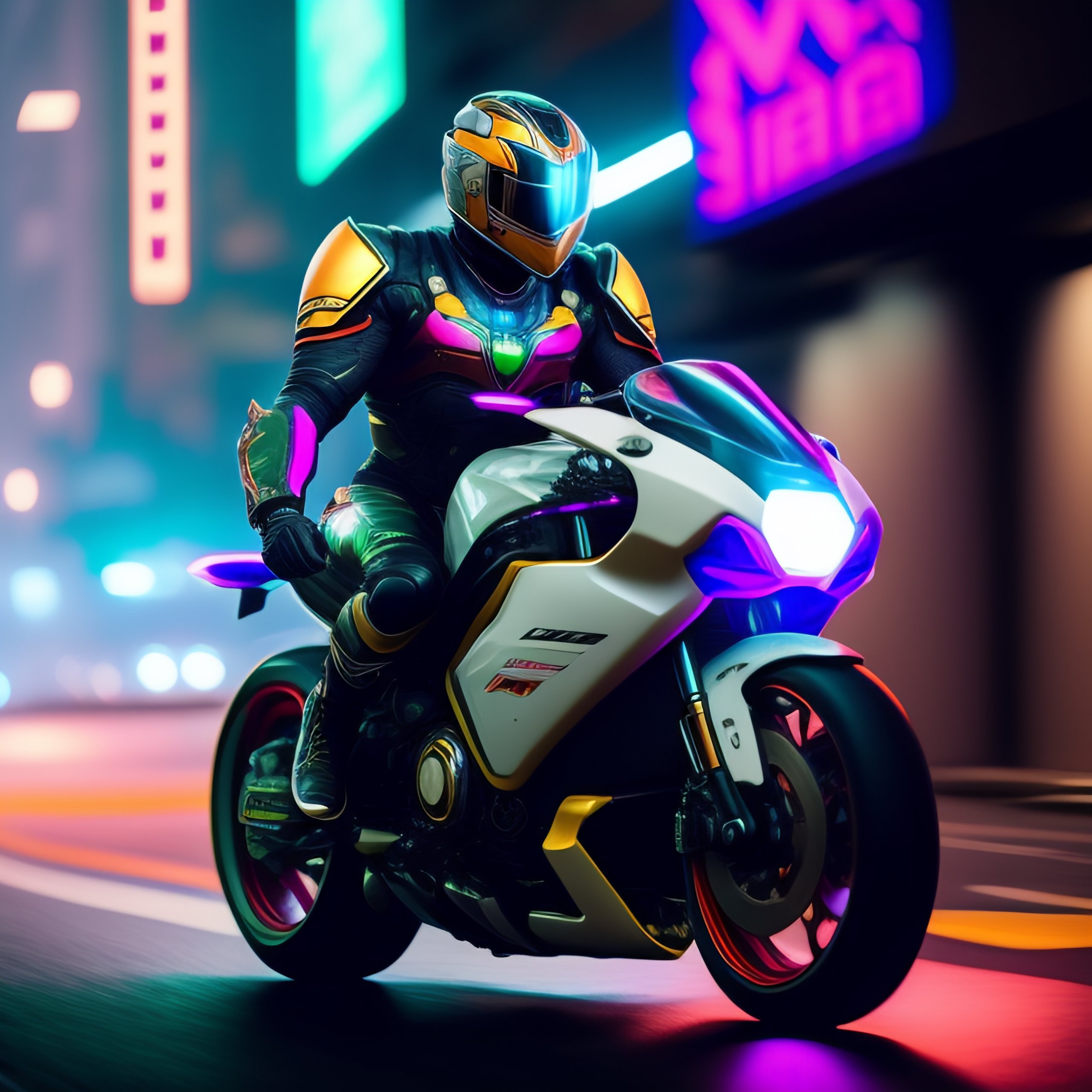 Lexica - A Kamen Rider wearing a full-body tech mech rides a motorcycle ...