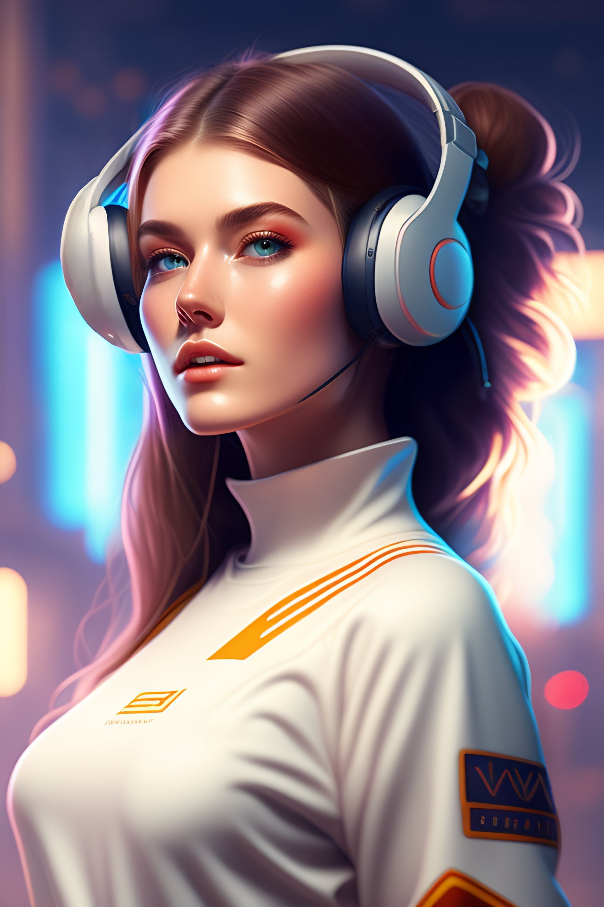 Lexica - Key visual of a pretty gamer woman, on white background room ...