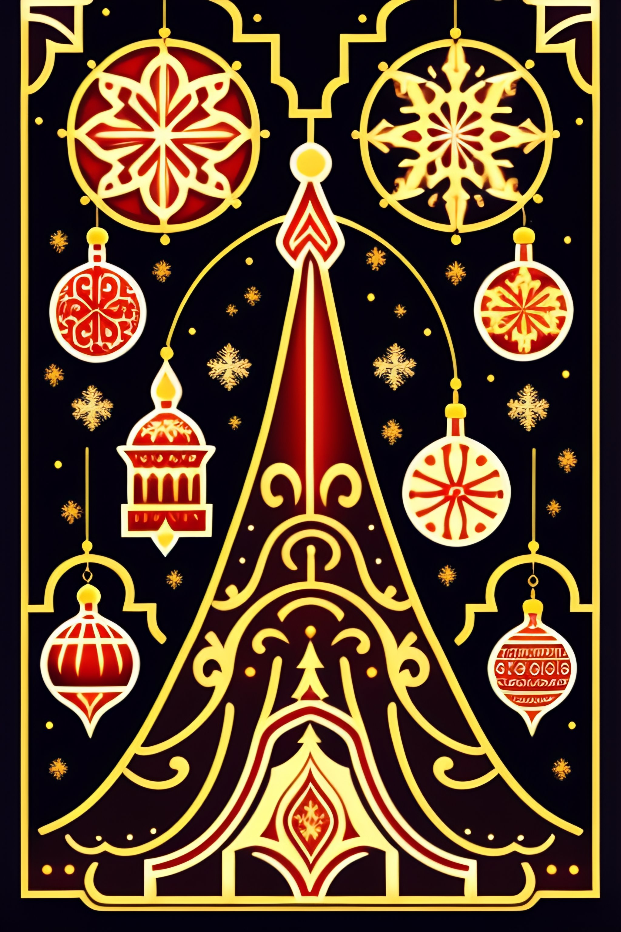 Lexica - Doodle Russian orthodox winter Christmas tree lights, sticker ...