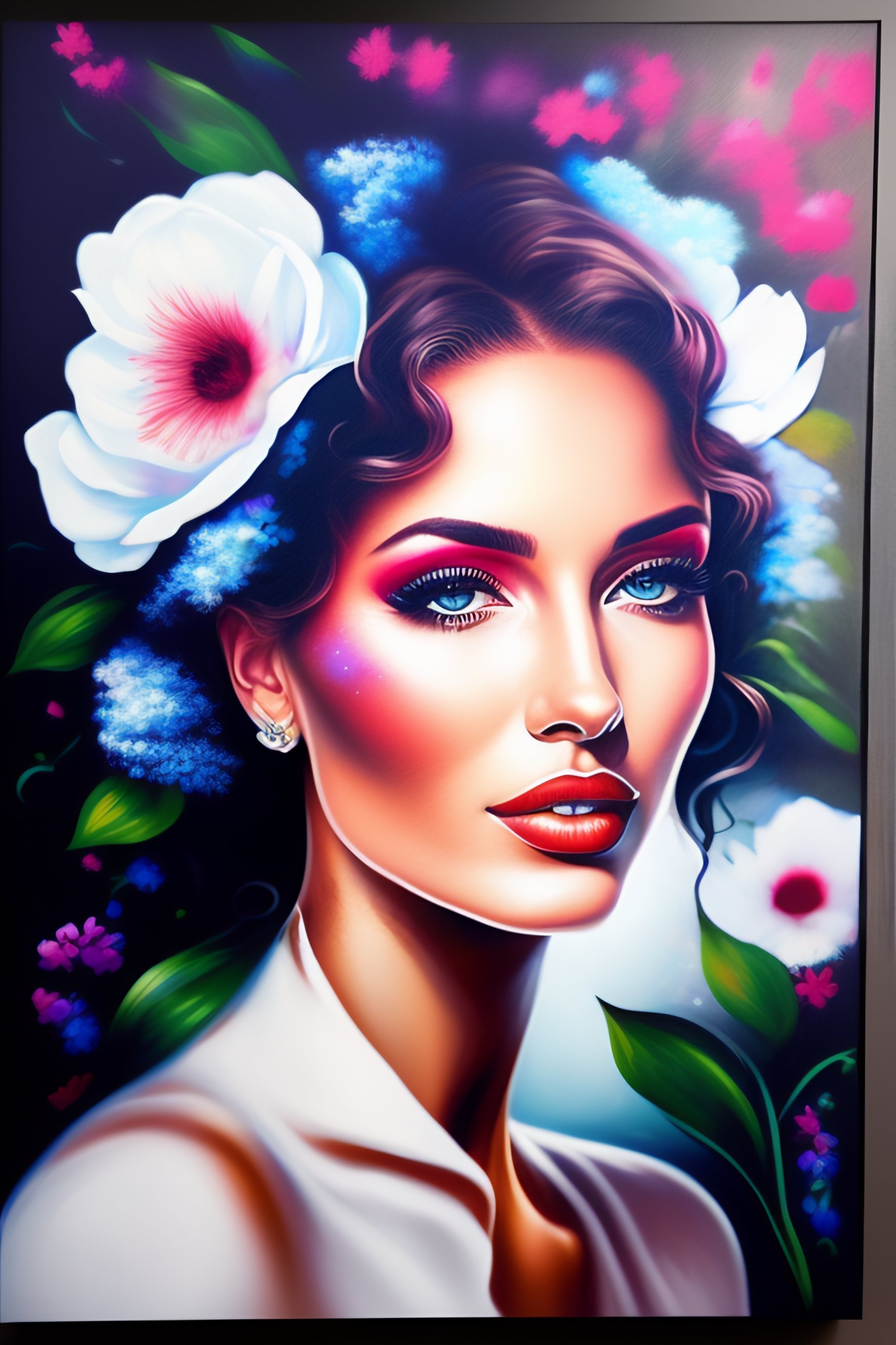 Lexica - Rough spray painted; beautiful white woman surrounded by ...