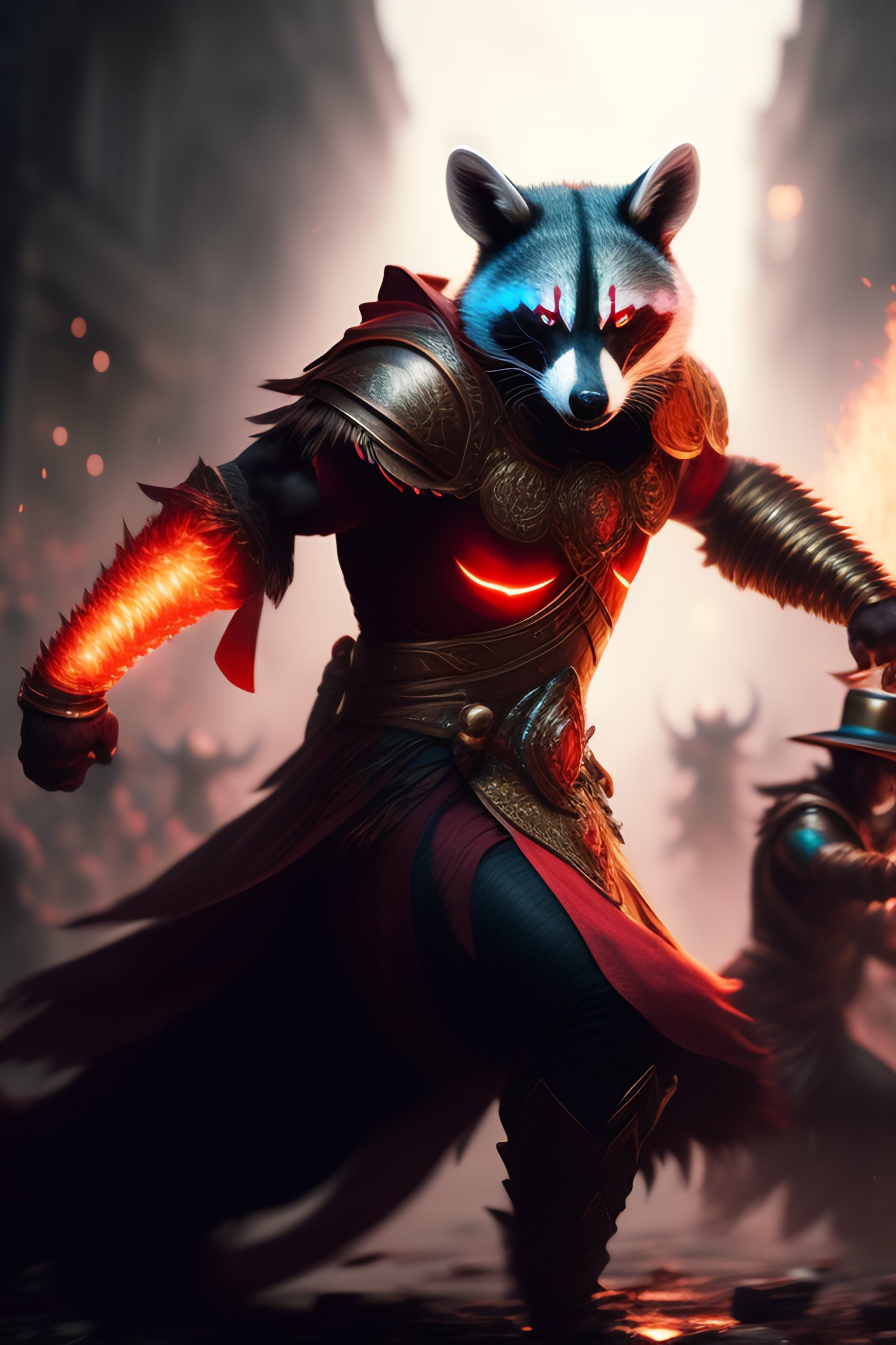 Lexica - Iron racoon dancing the thousands hands dance, in front of the ...