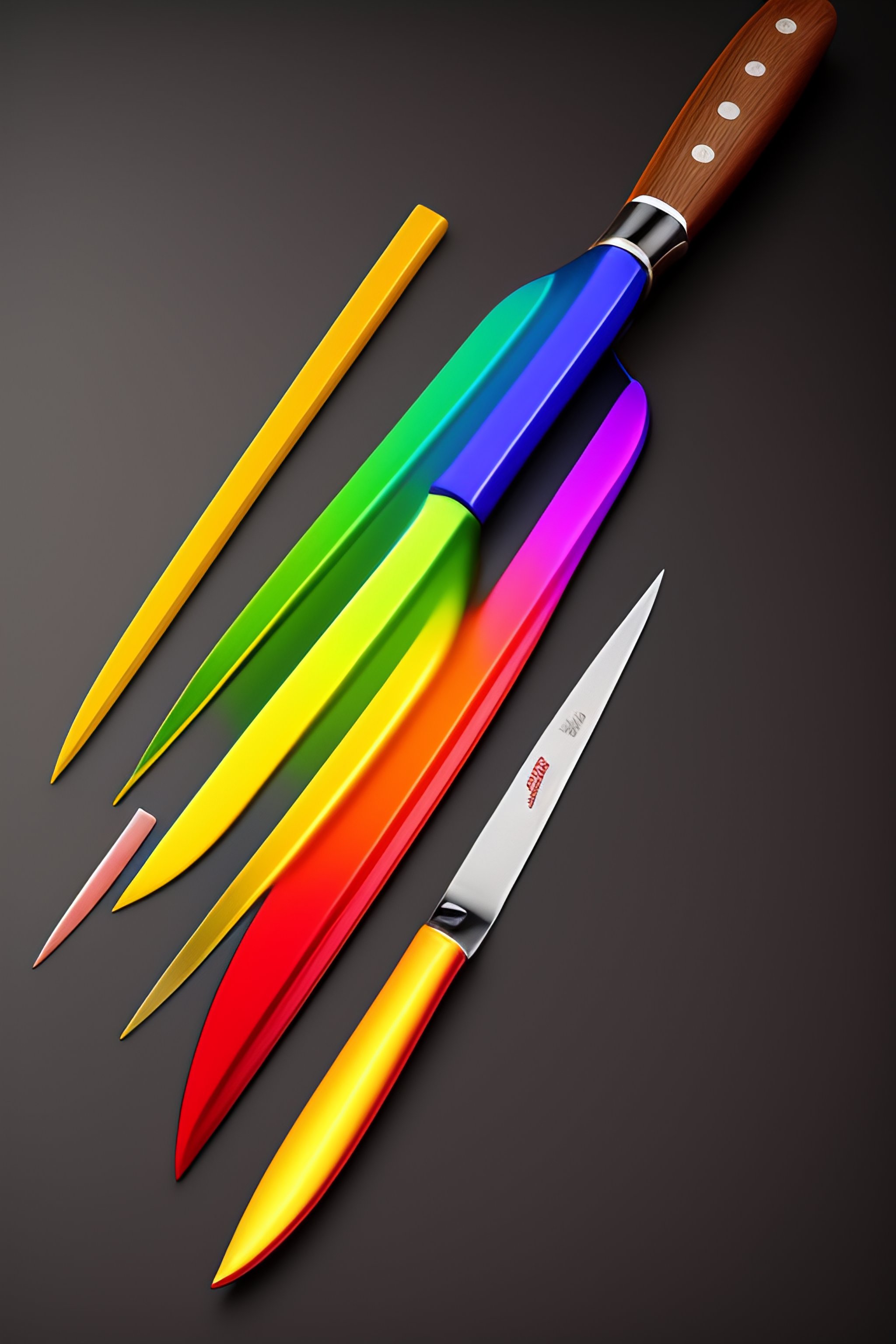 Lexica - Rainbow knife in gray bacground