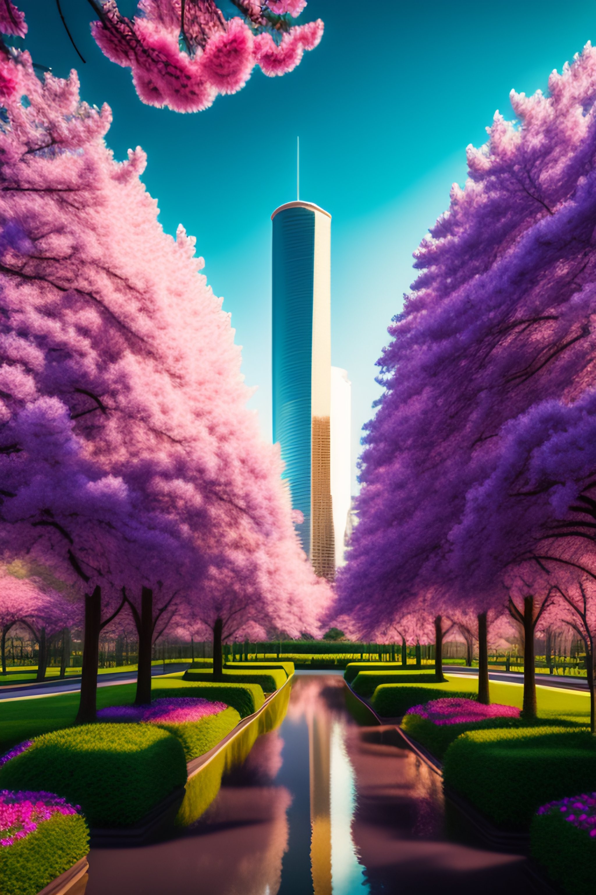 Lexica - Houston City america with cherry blossoms blooming