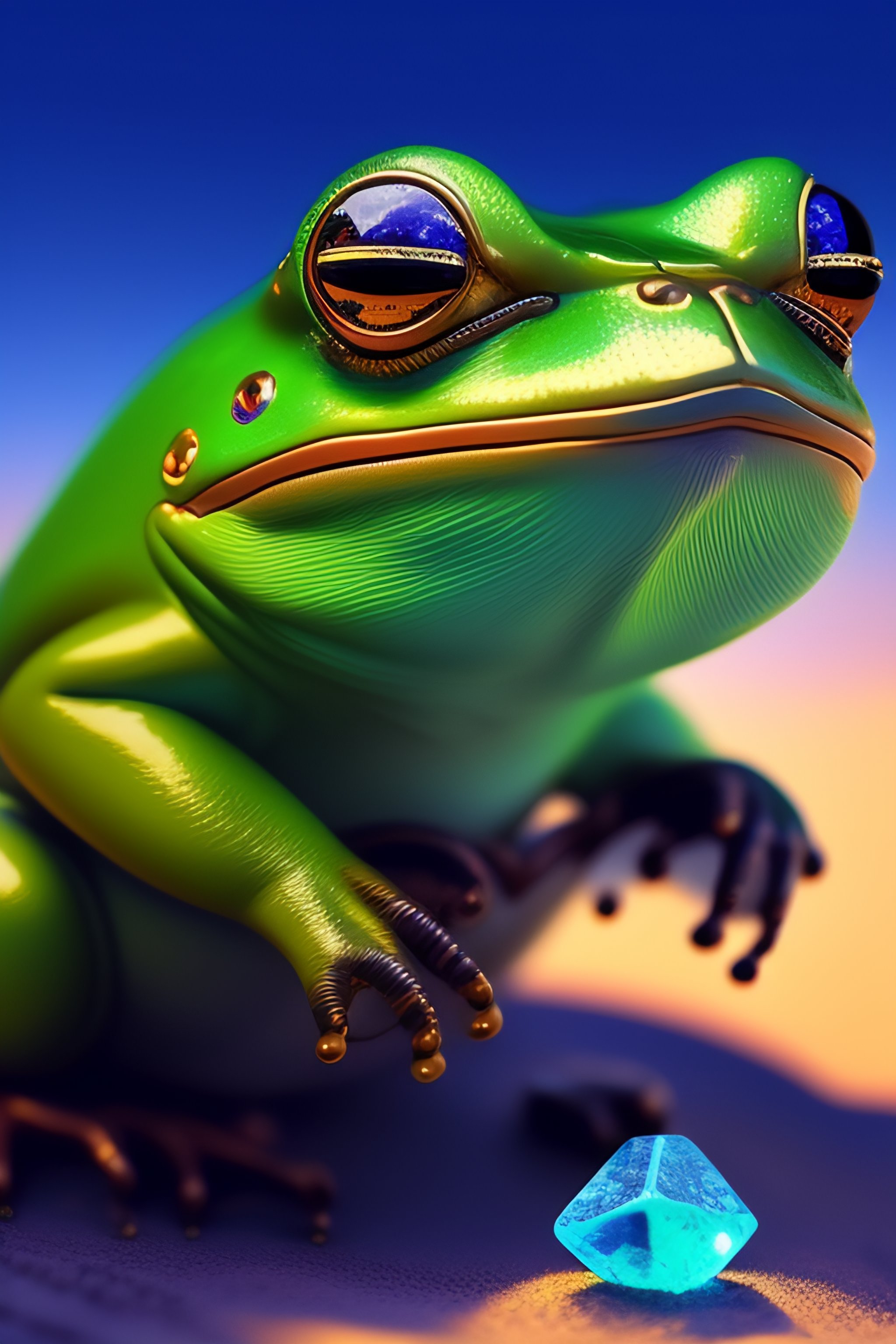 Lexica - Super rich happy pepe the frog. luxury, blue crystals, greg ...