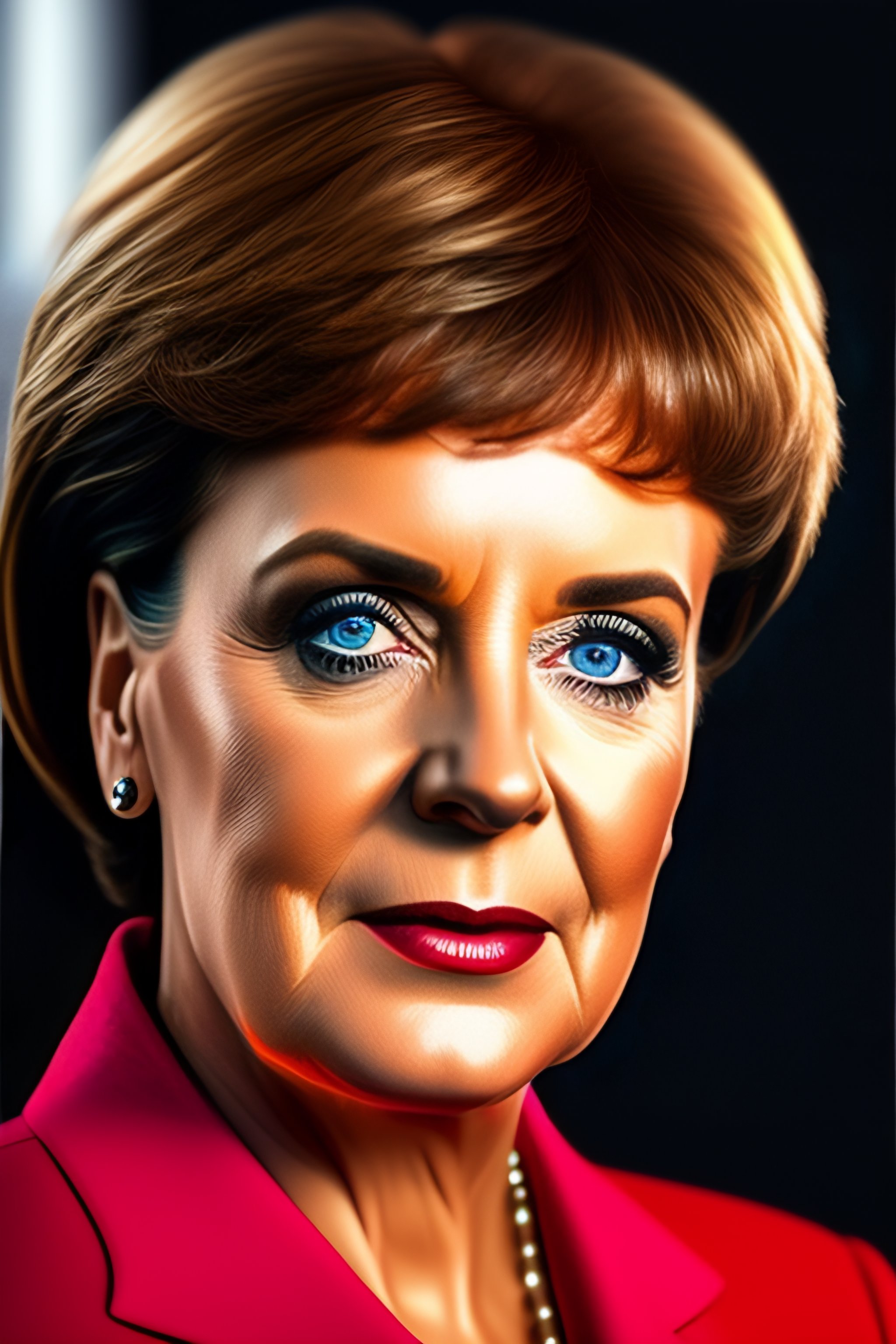 Lexica - Hyperrealistic oil painting showing a face mix of angela ...