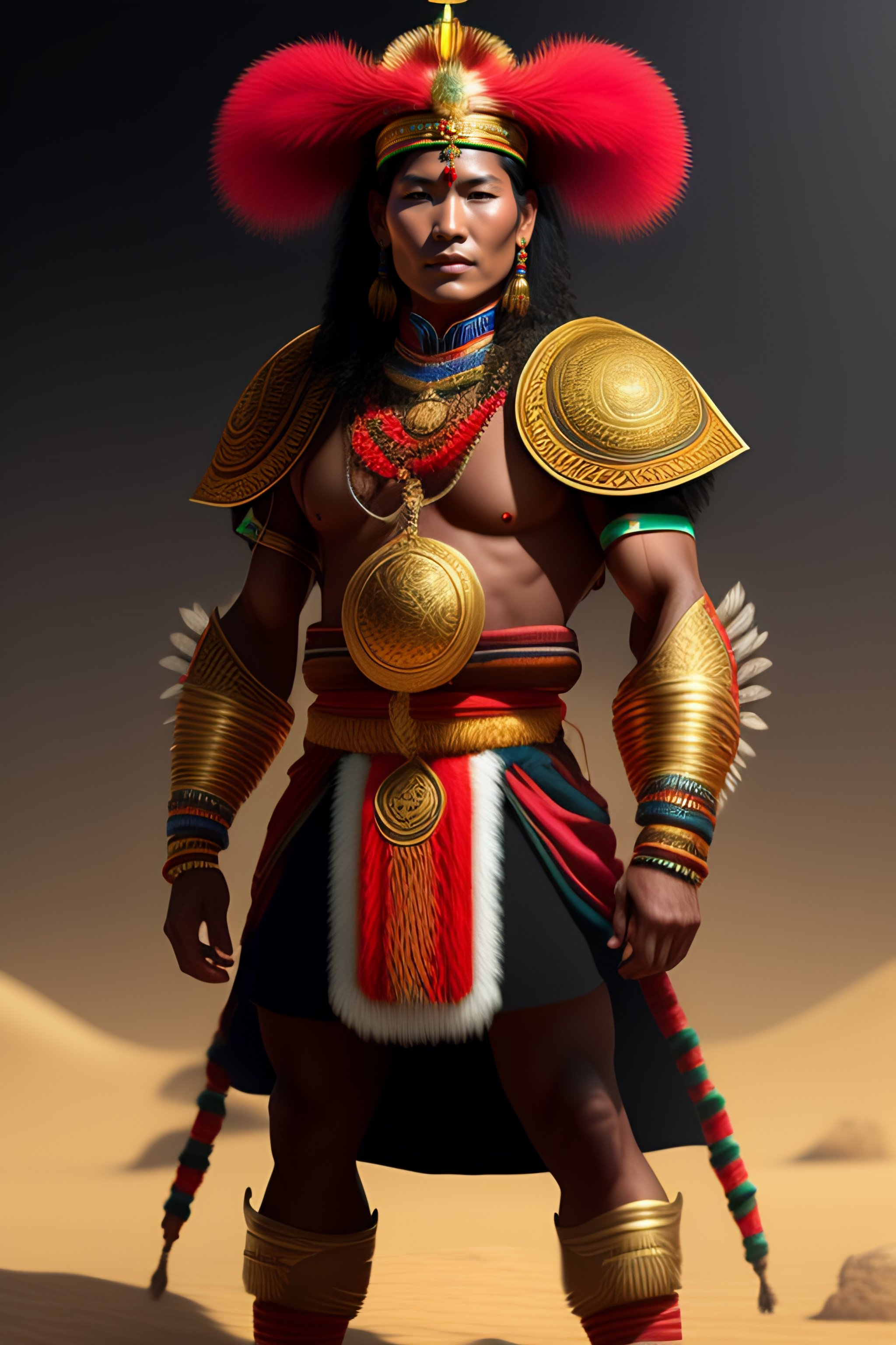 Lexica - Peruvian inka warrior, with gold ornaments, trending on artstation