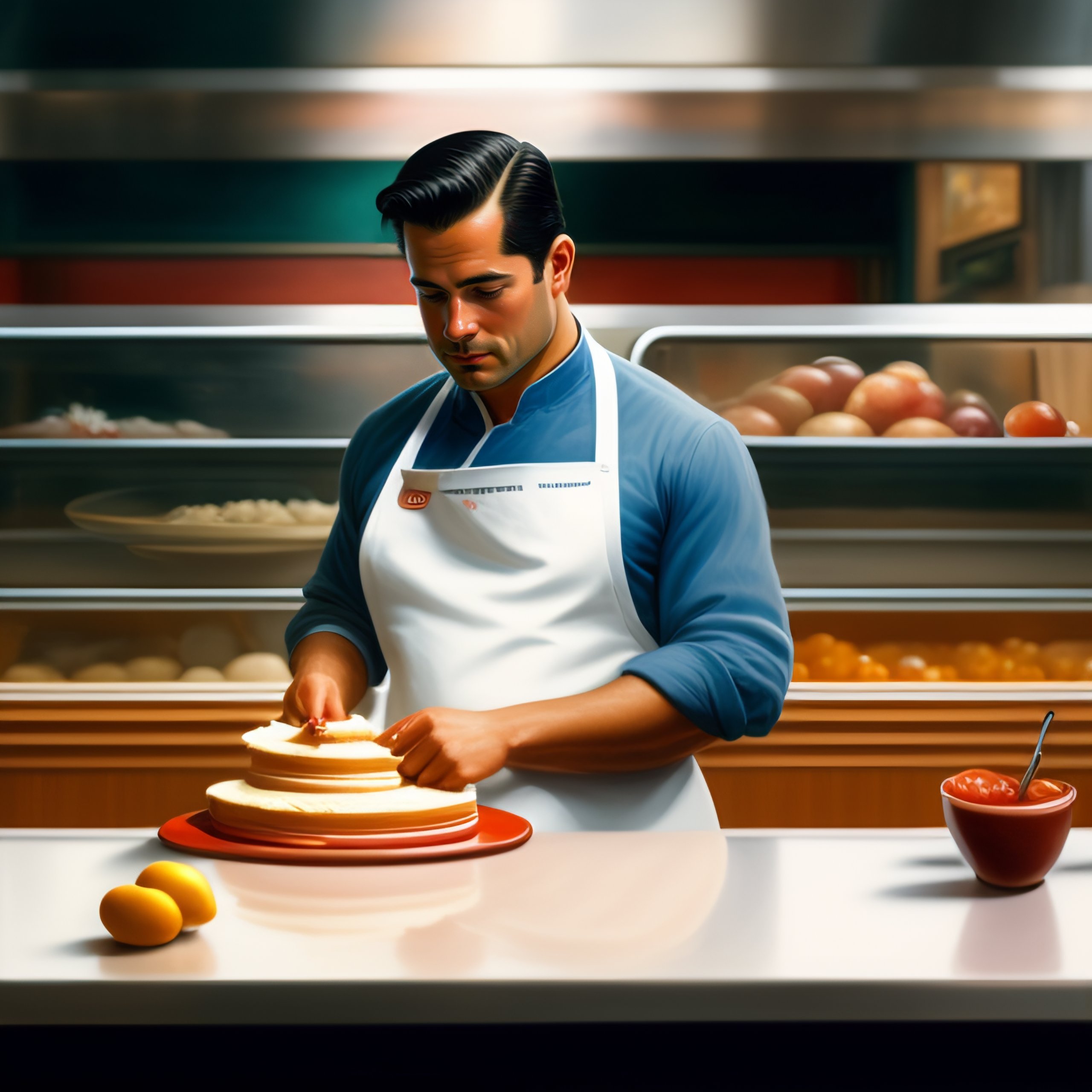 Lexica - A realistic view inside of a sandwich shop with a server ...
