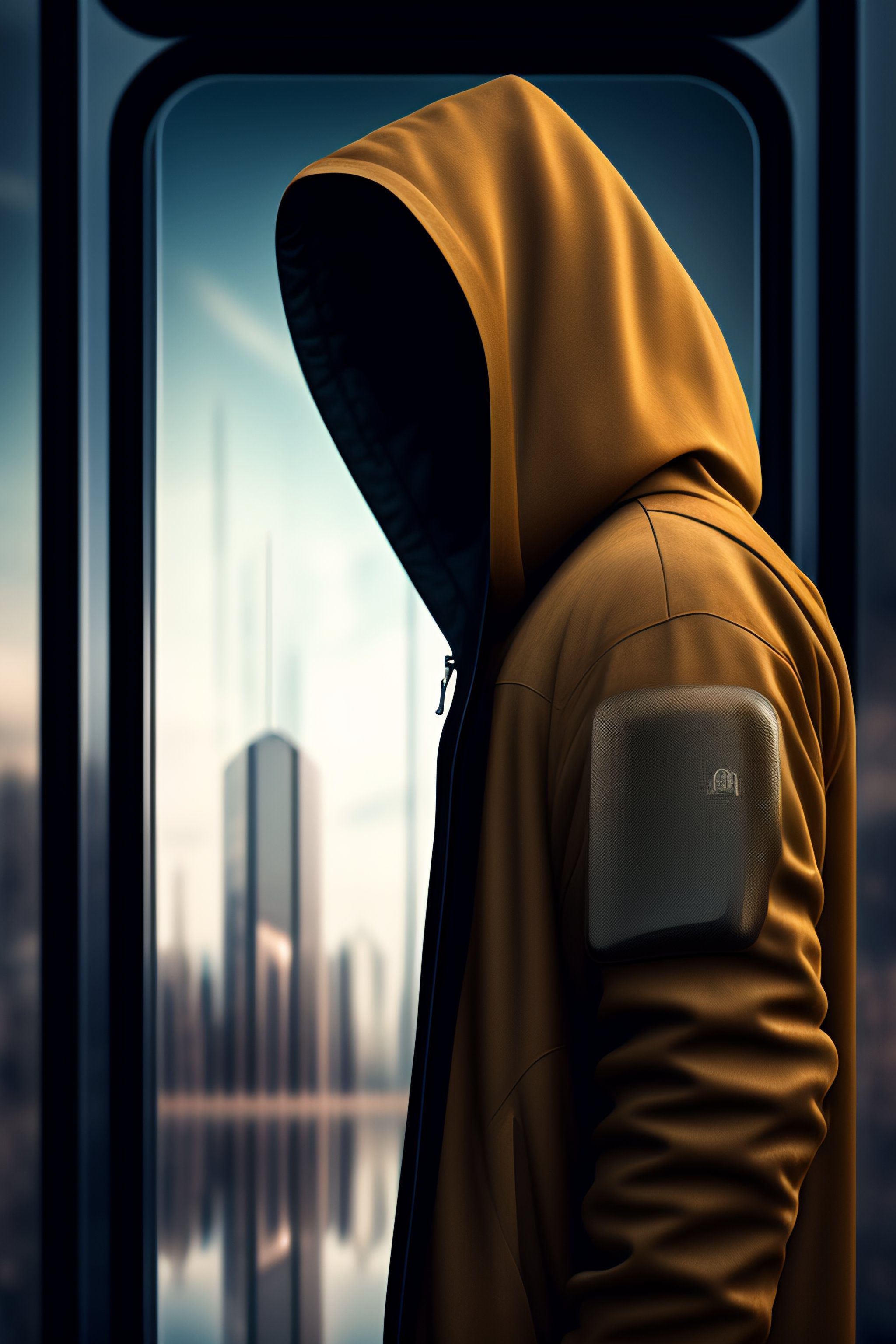 Lexica - An humanoid with a ragged hooded jacket and a face made ...