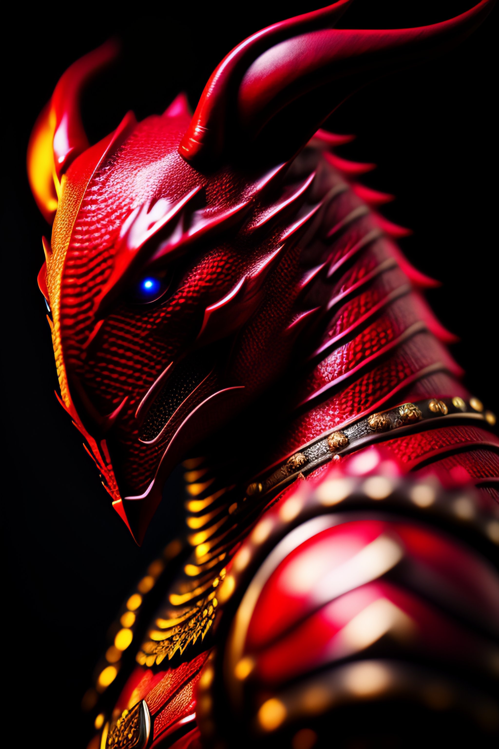 Lexica - Dragonborn with red scales in black armour body shot, highly ...
