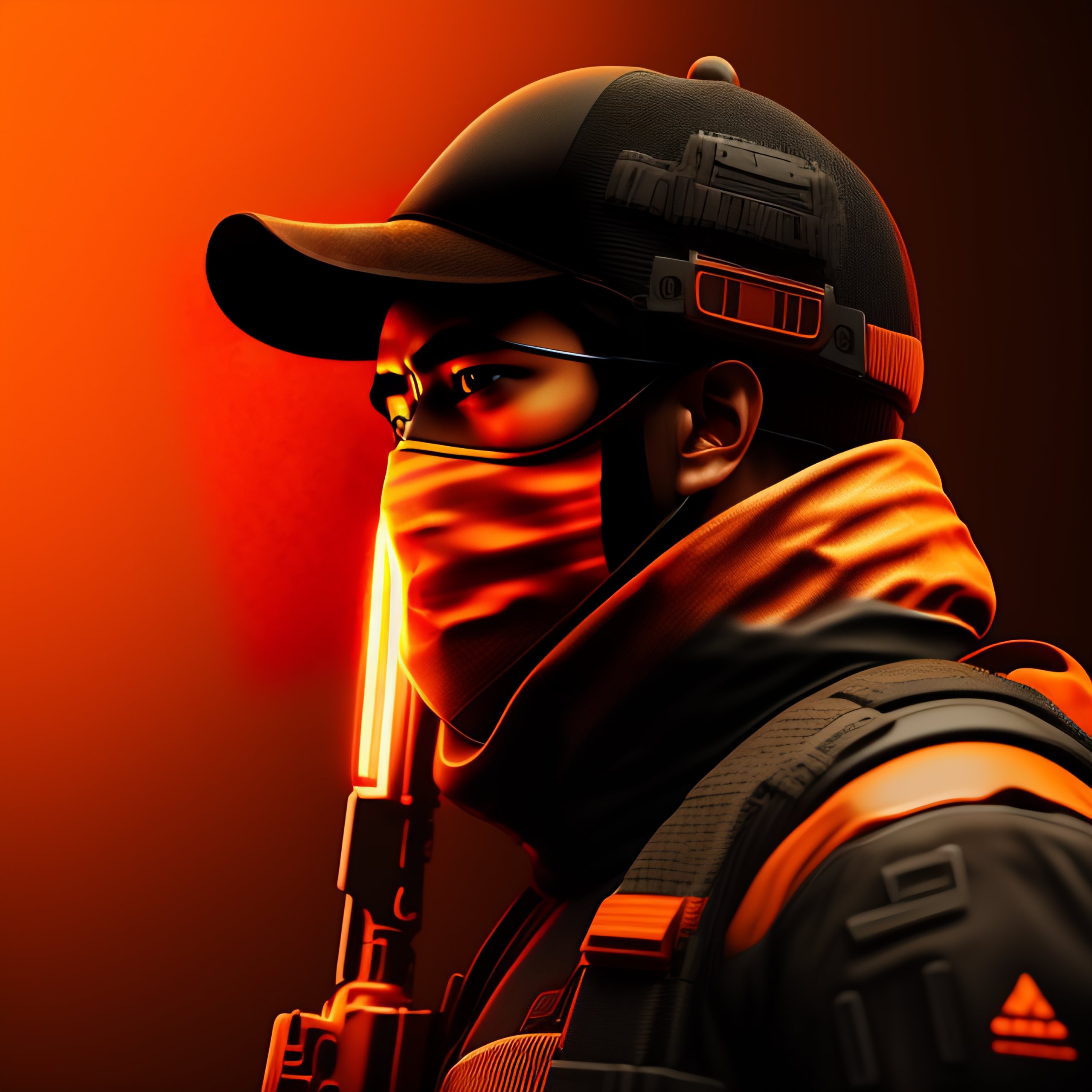 Lexica - CS-GO man terrorist skin, hollographic orange details color ...