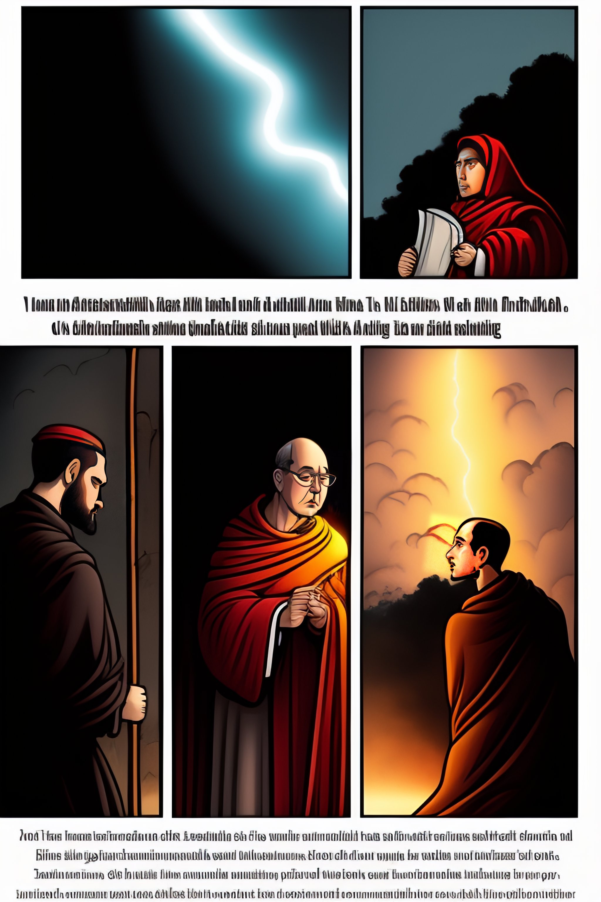 Lexica - Multipanel Cartoon Comic of catholic Monk being killed by ...