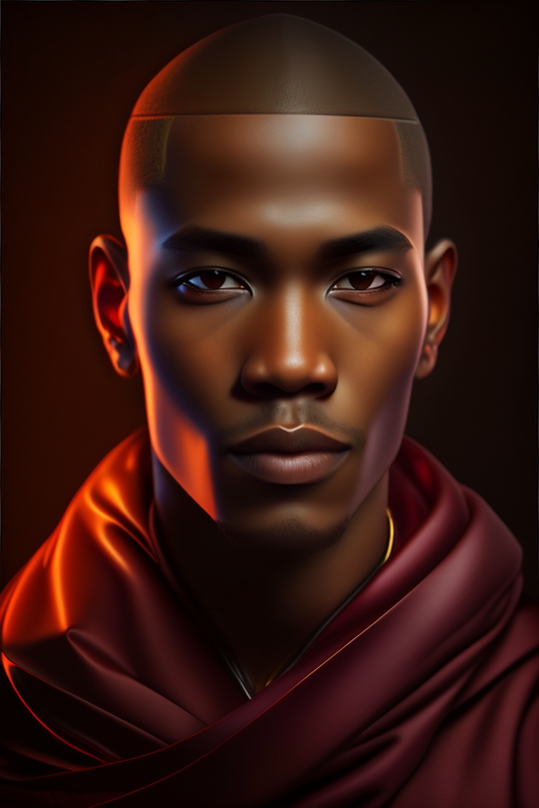 Lexica - A monk portrait, fornt face, looking, blck background, realestic