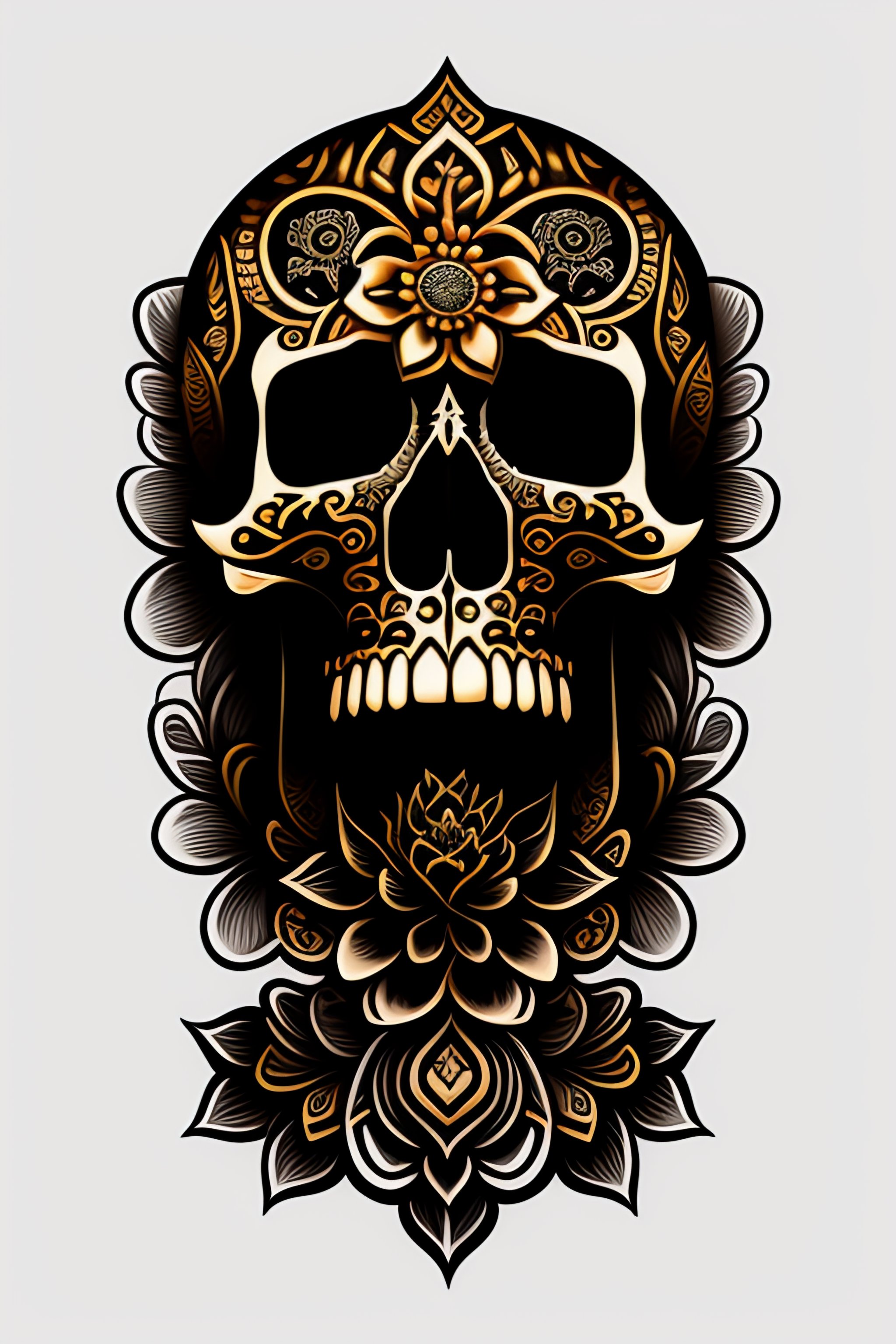 Lexica - Highly detailed skull, Japanese ornament, tattoo ink sketch ...