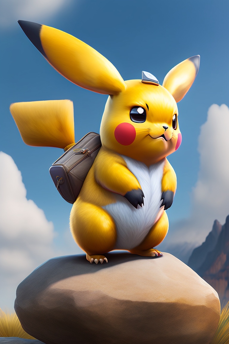 Lexica - A Pikachu that is rock type, standing on a boulder
