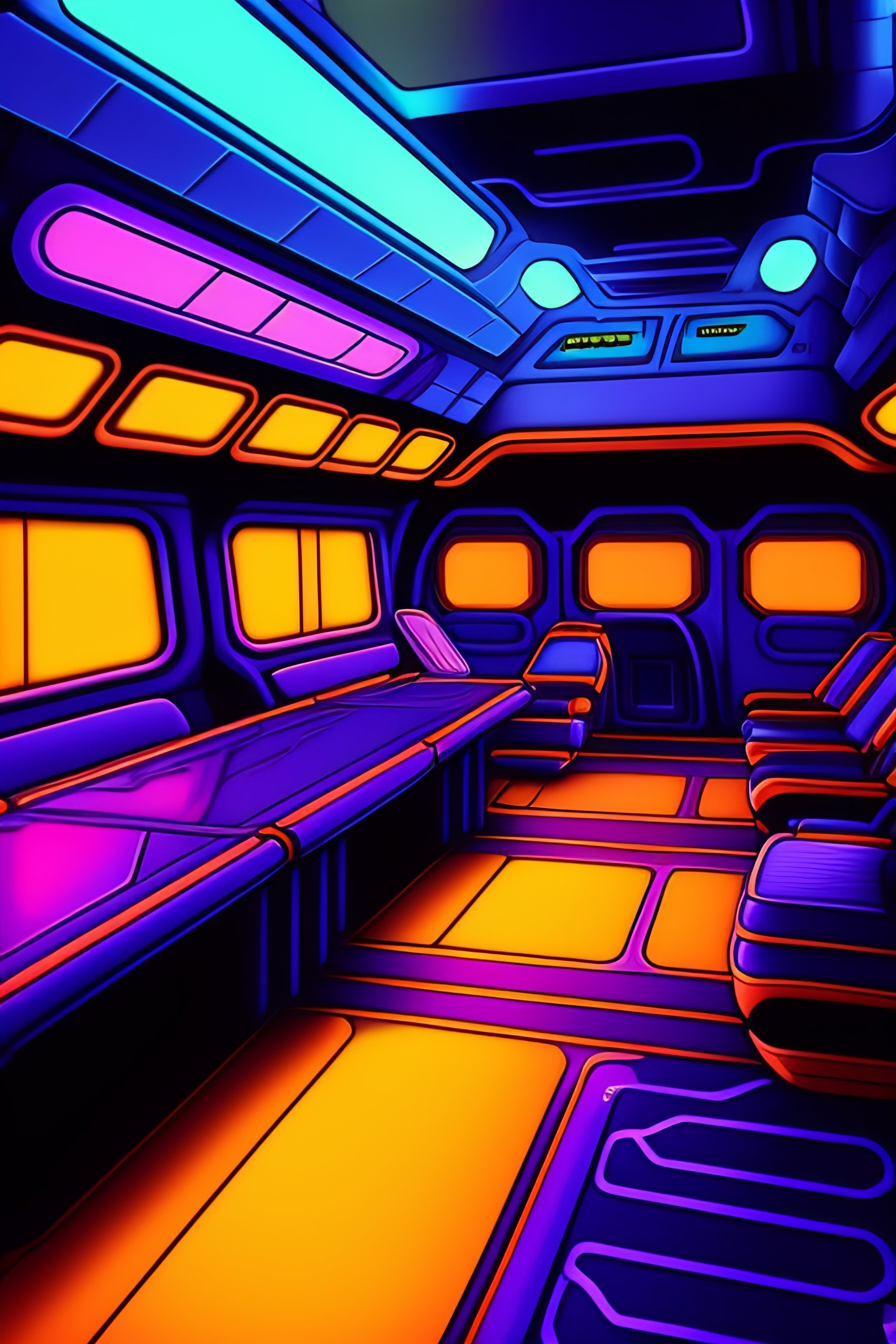 Lexica - Vintage 90's anime style. cluttered starship interior; crew ...