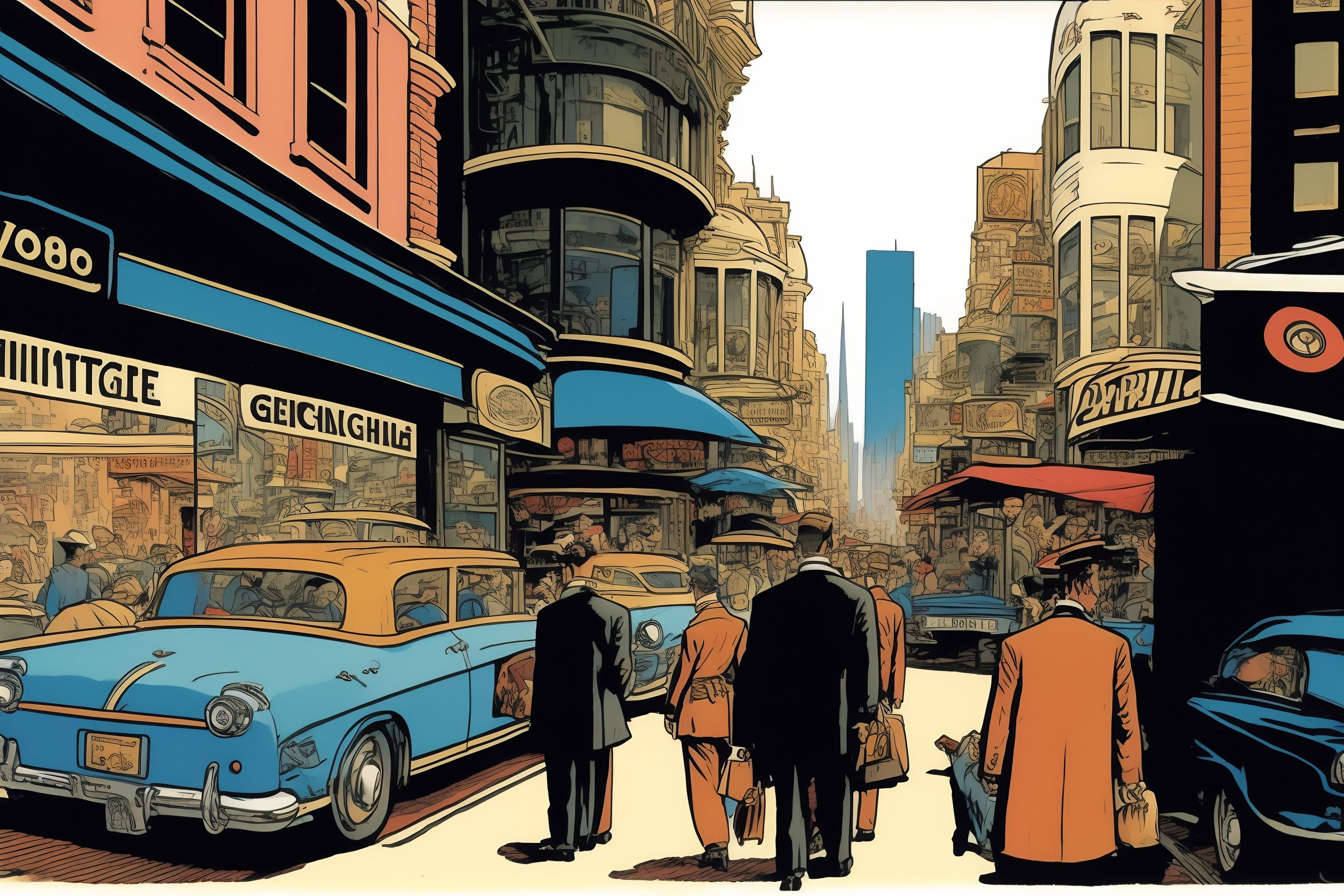 Lexica - Chaotic stunning san francisco, illustrated by hergé, style of tin tin comics, pen and ...