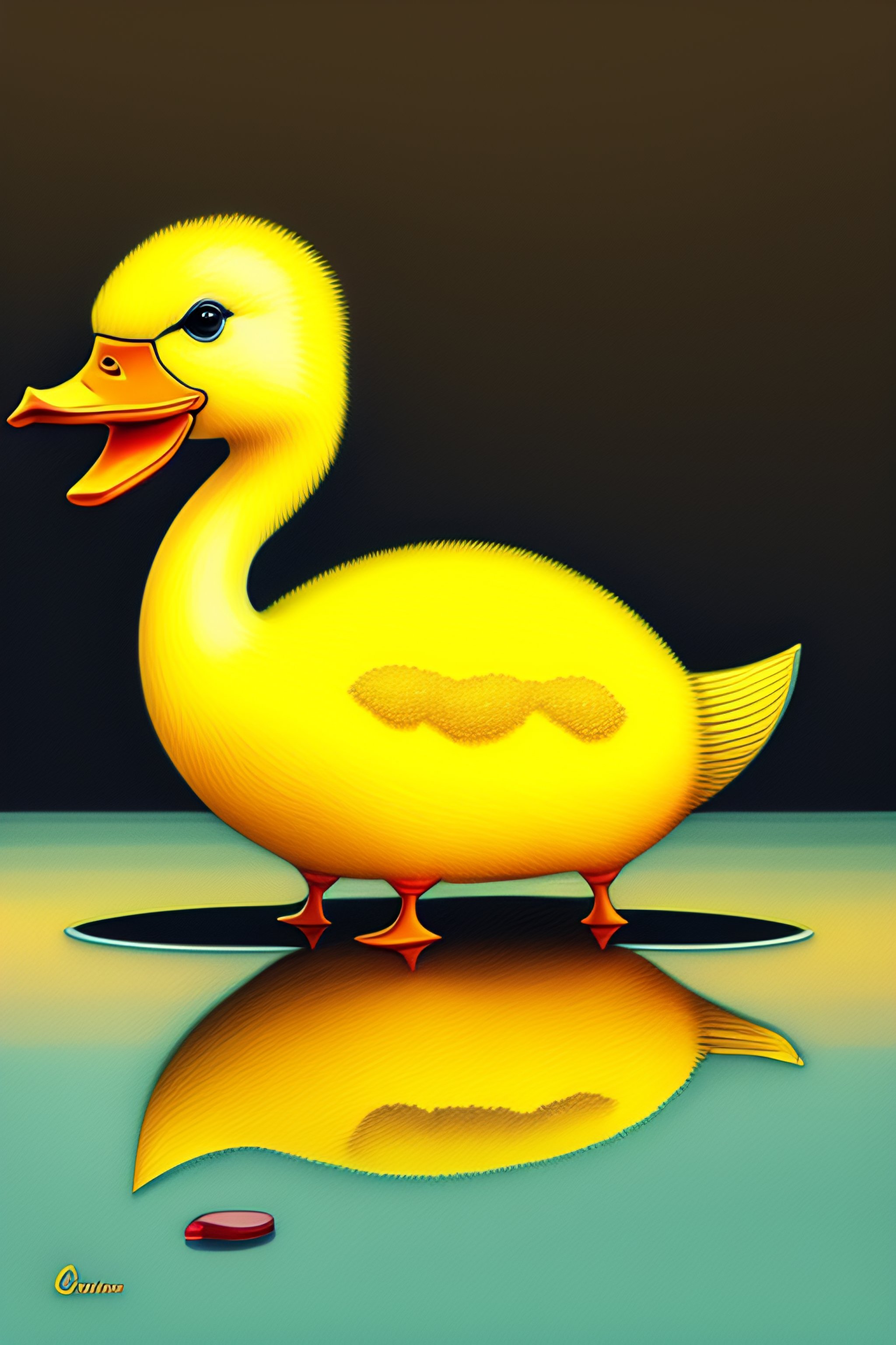 Lexica - Yellow duck playing consoles, illustration