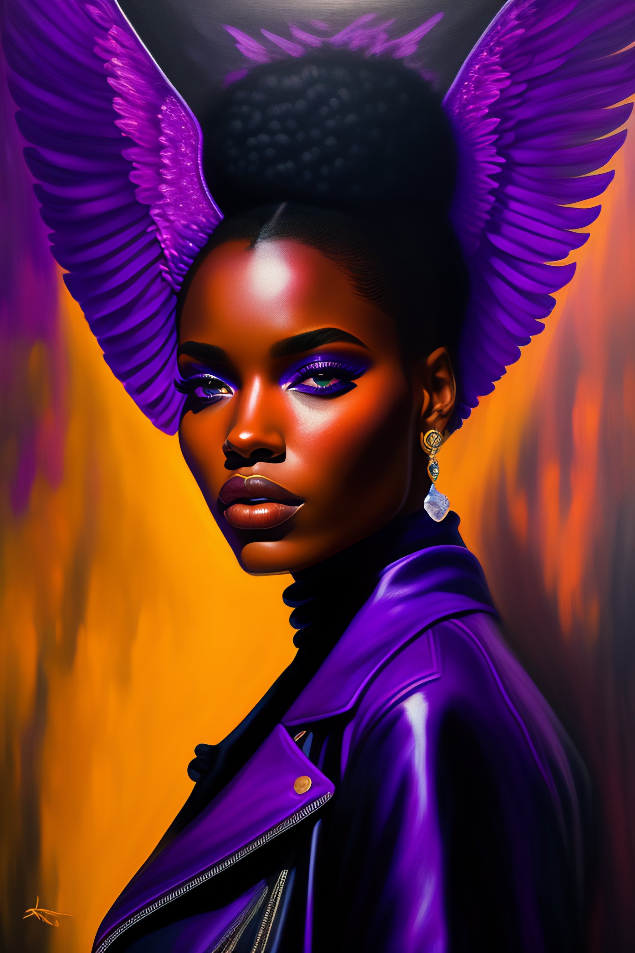 Lexica - Painting masterpieces beautiful black female fallen angel in ...