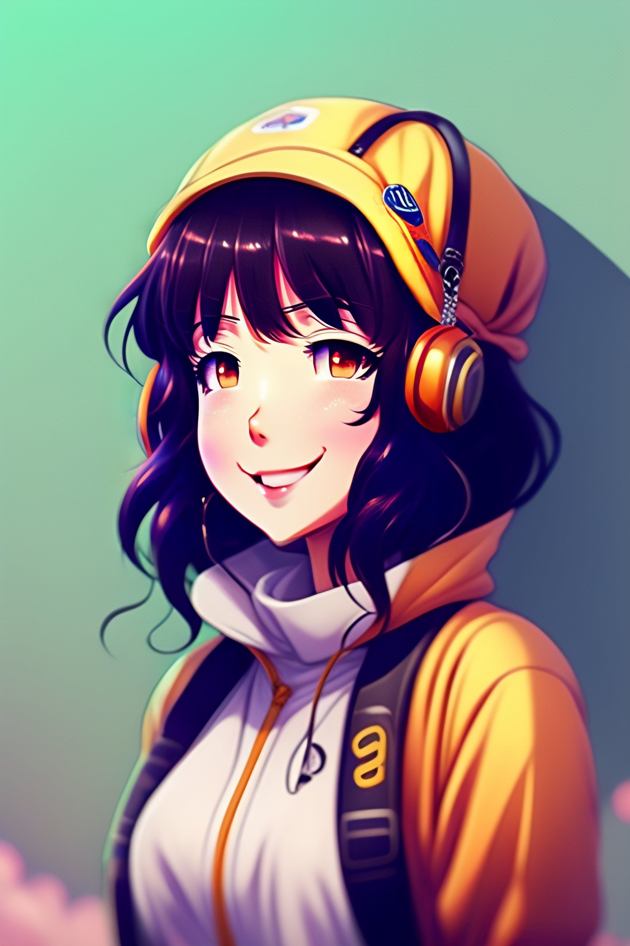 Lexica - Anime manga style cute girl lofi vibe smiling full view very ...