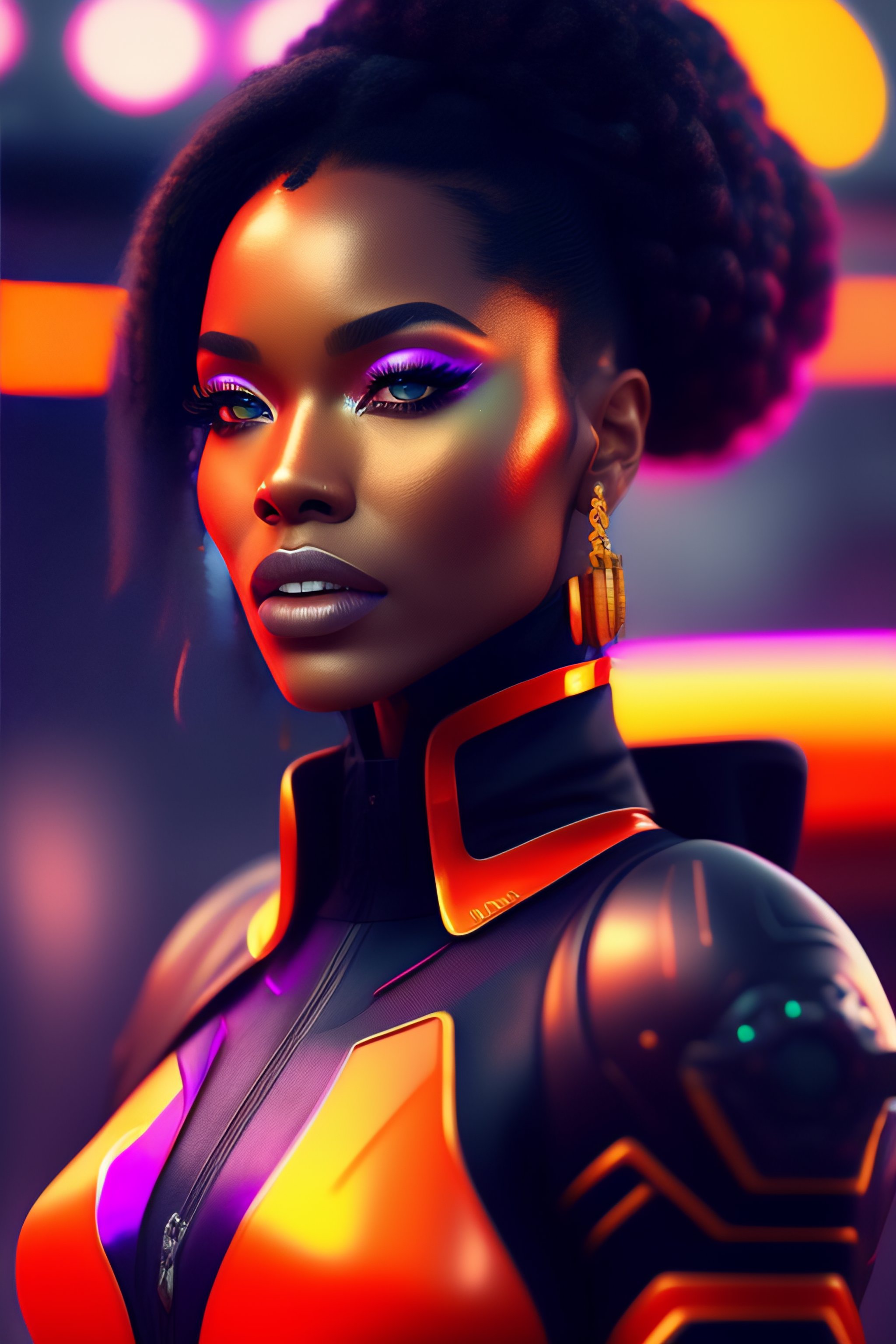 Lexica - Cuberpunk. retro futurism. neon dress. Sci-fi. future. Black ...