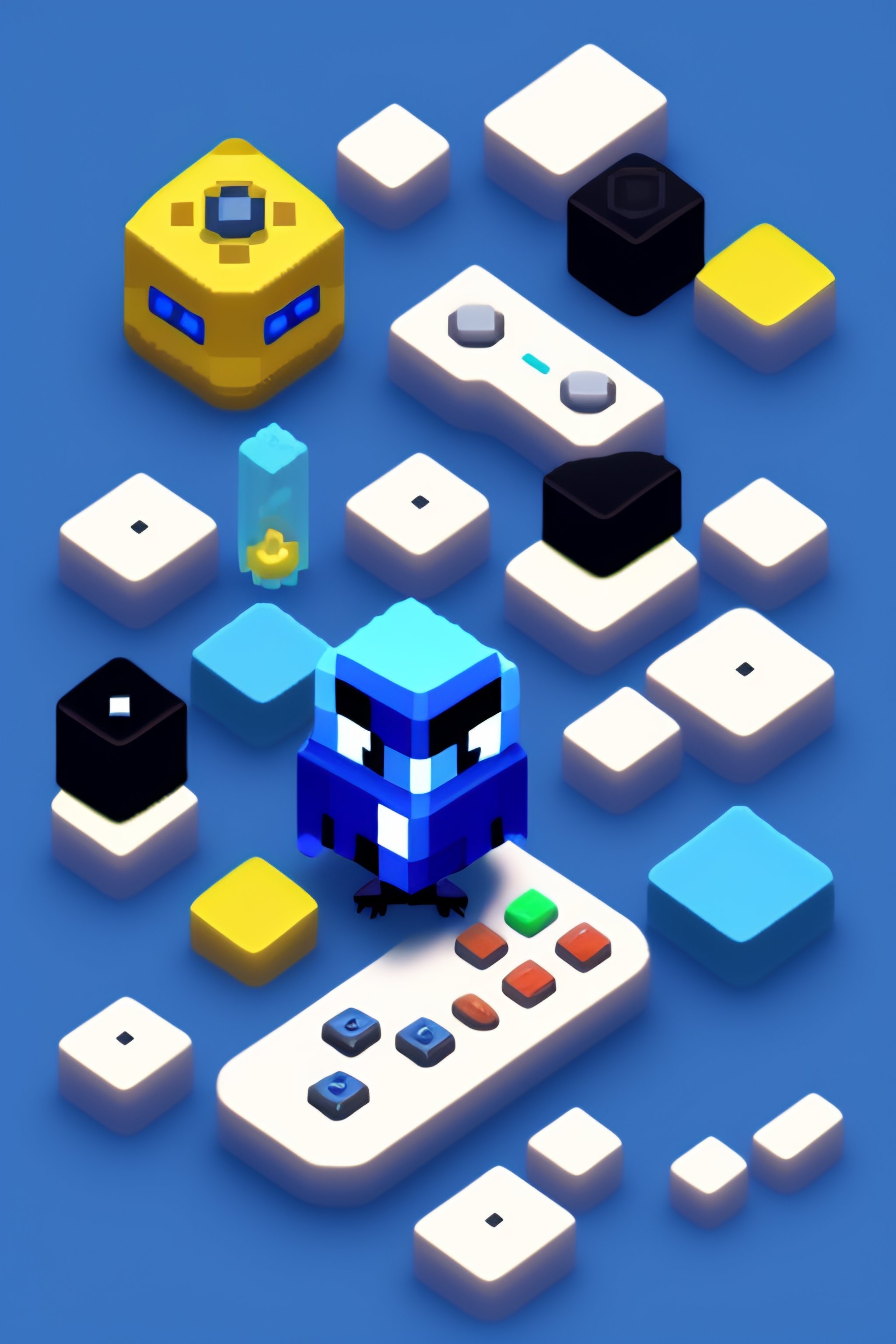 Lexica - 2d game object, blue bird sprite, sprite,video game, black background, white background ...