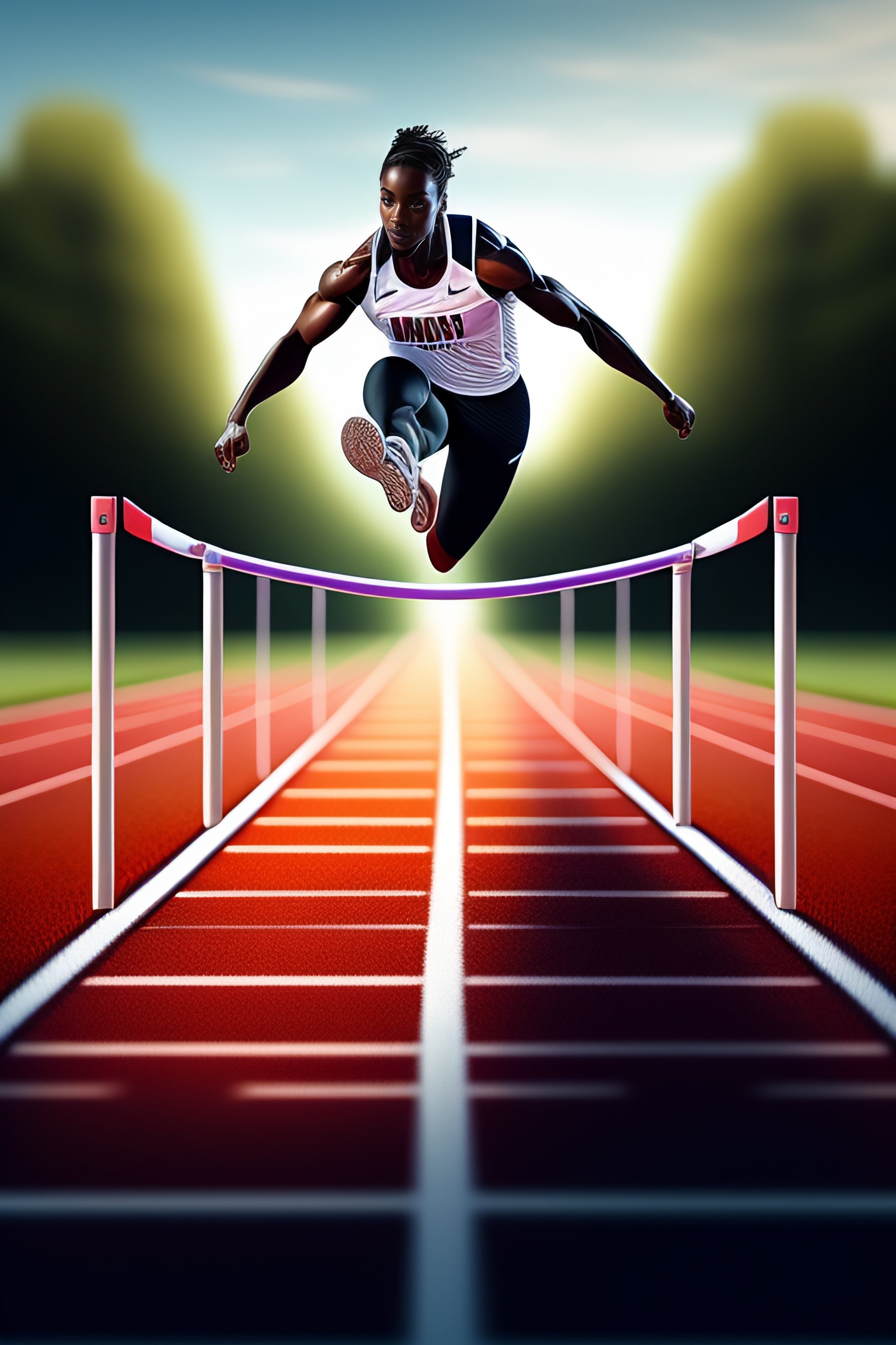 Lexica - A drawing of a track athlete leaping over high hurdles on a ...