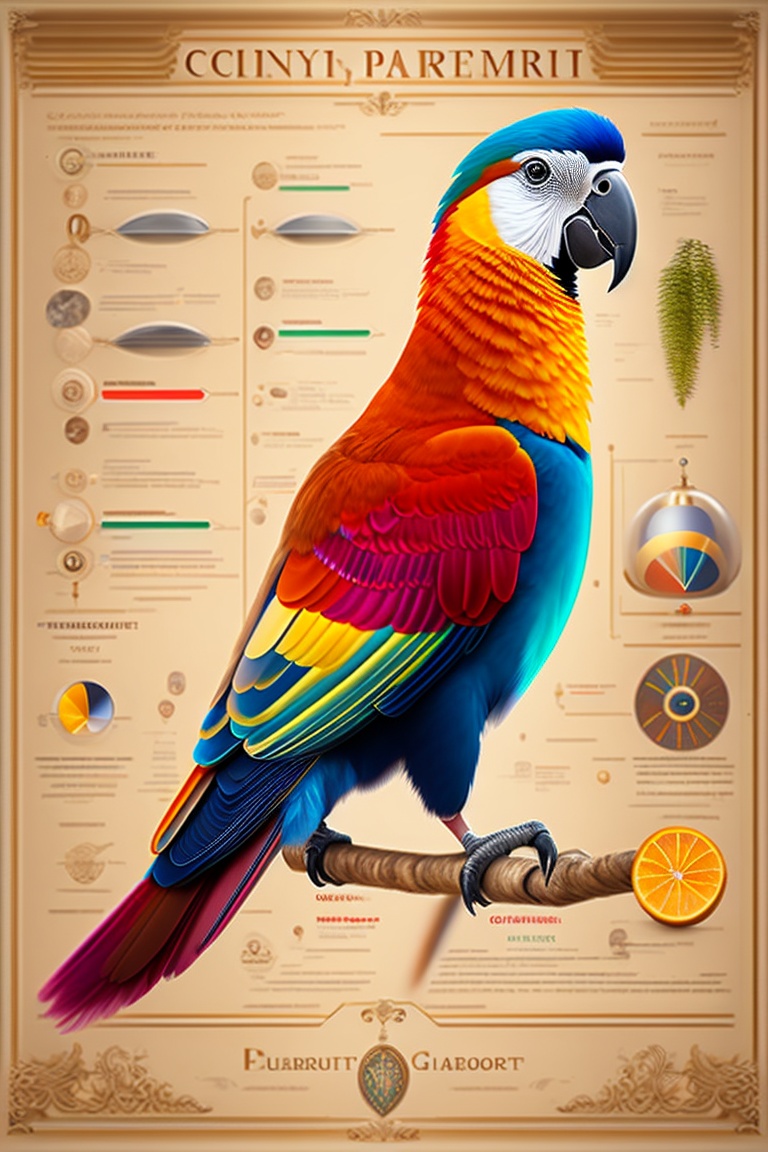 Lexica - A detailed infographic of a cyborg-parrot, full details ...