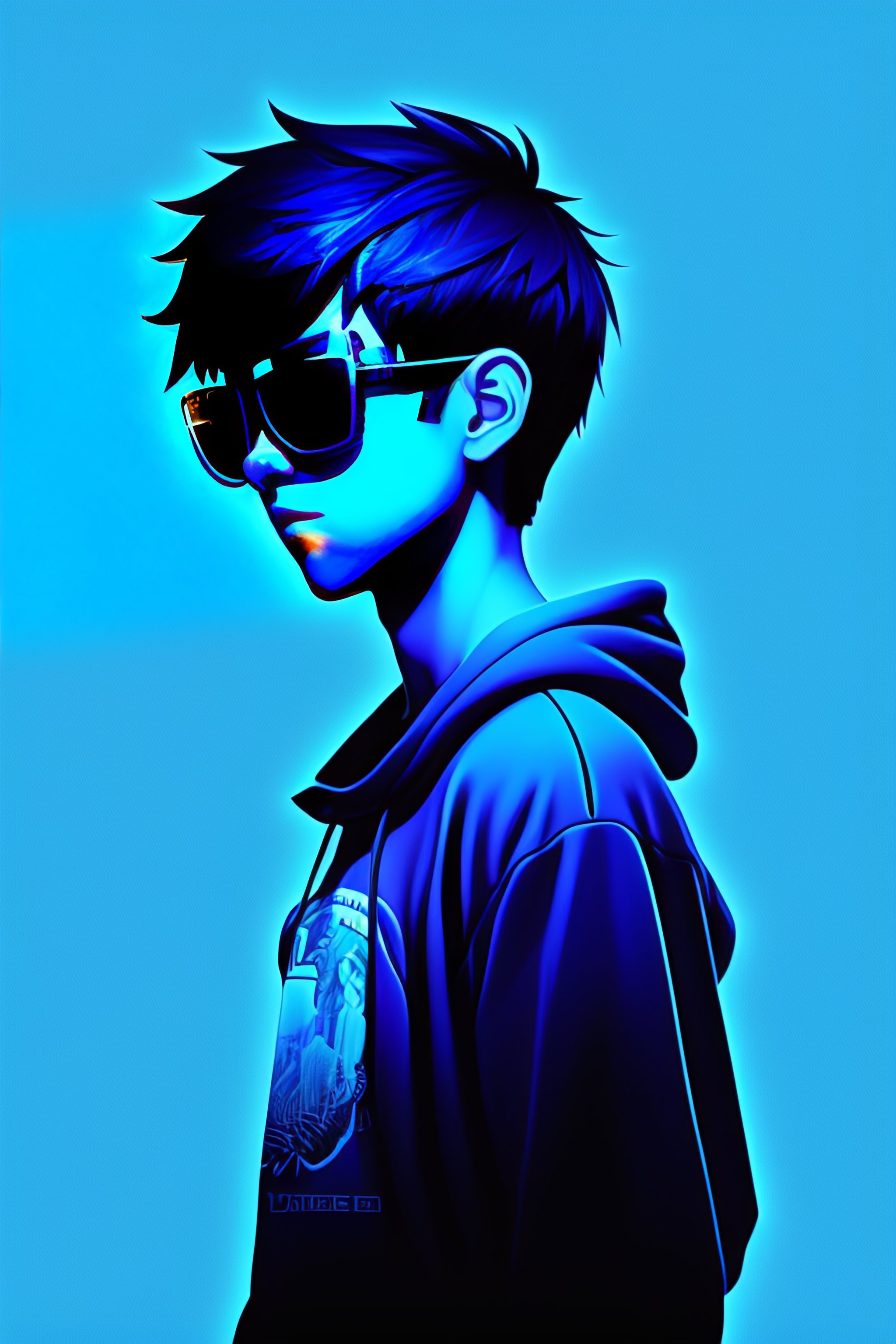 Lexica - A silhouette of a gamer boy, cartoon style, blue background ...