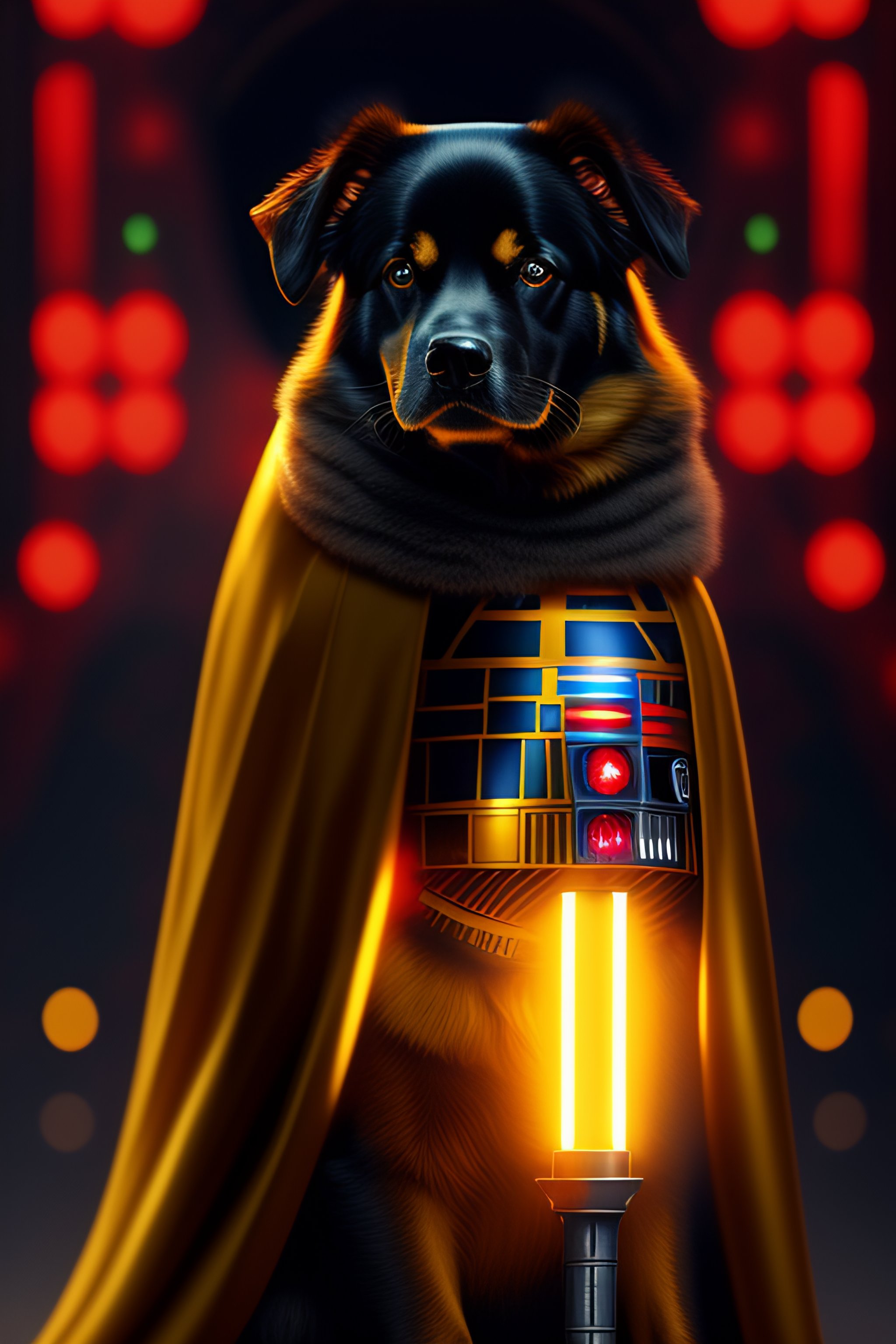 Lexica - Star Wars scene artificial intelligence a yellow golden ...