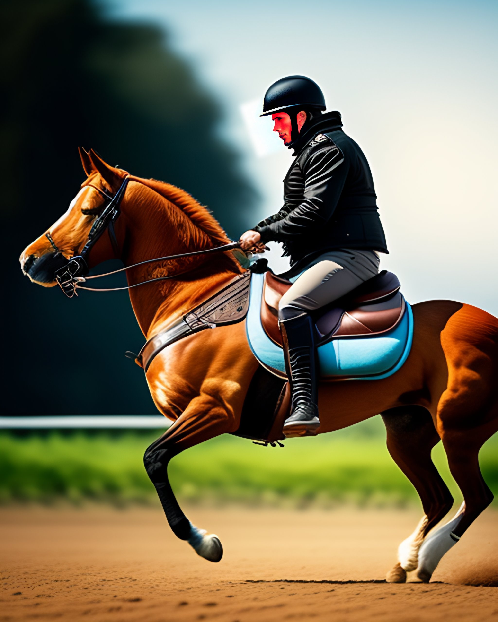 Lexica - Dog riding a horse that has wheels