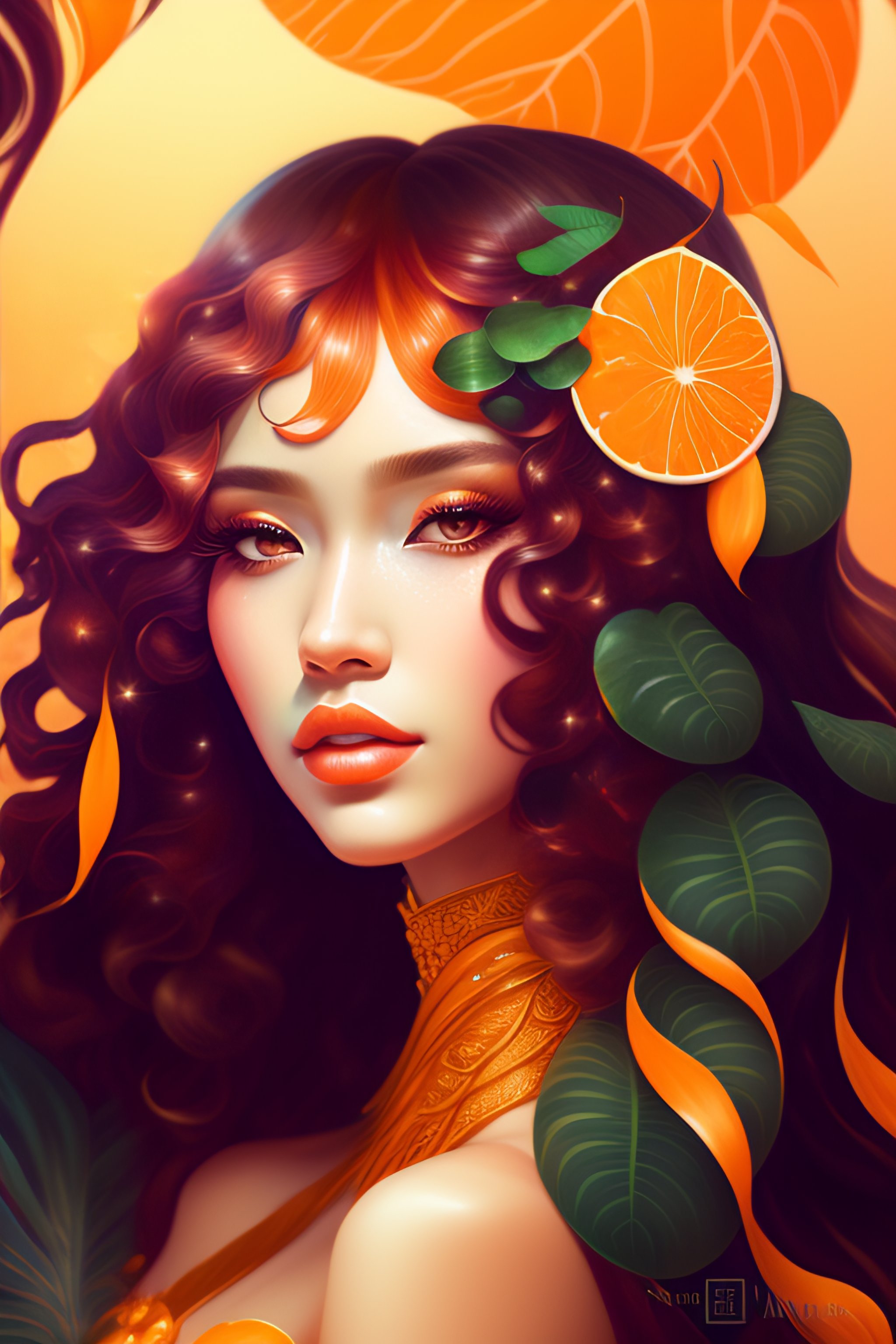 Lexica - Fashionable queen of the monstera, white face, symmetrical ...