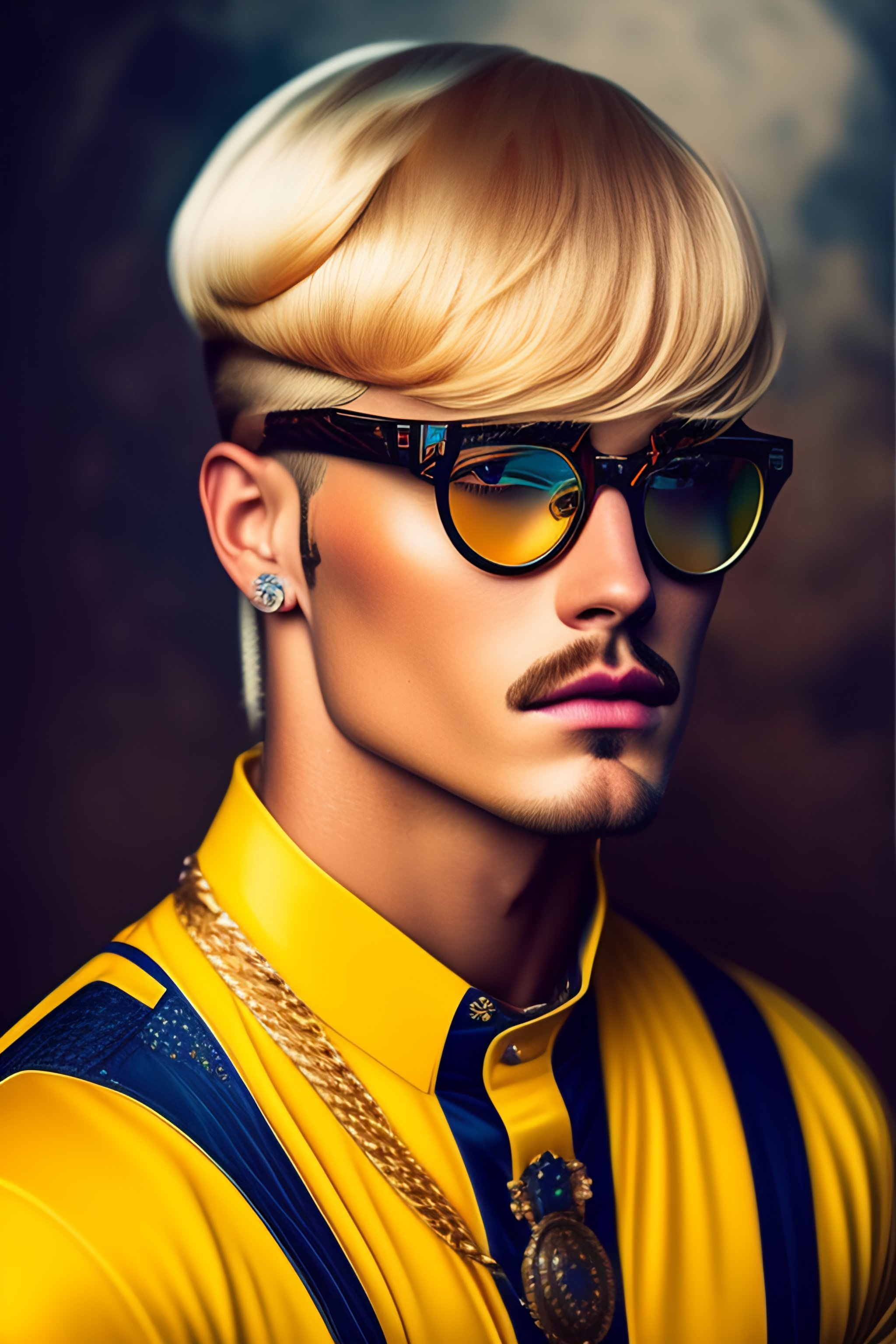 Lexica - Oliver Tree Cowboy Tears, goatee, blonde bowlcut mullet