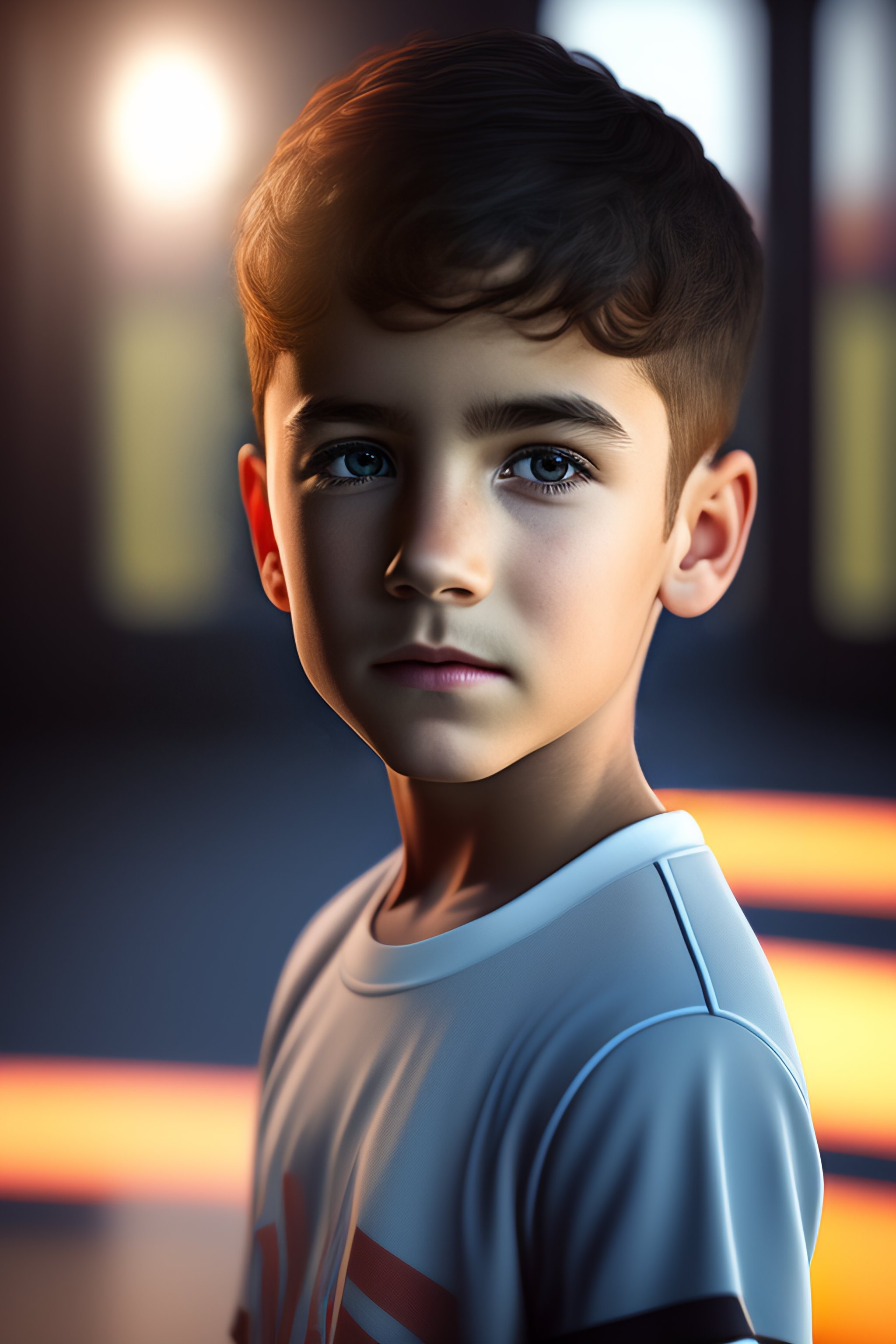 Lexica - A detailed portrait of a very cool 7 years old boy, white t ...