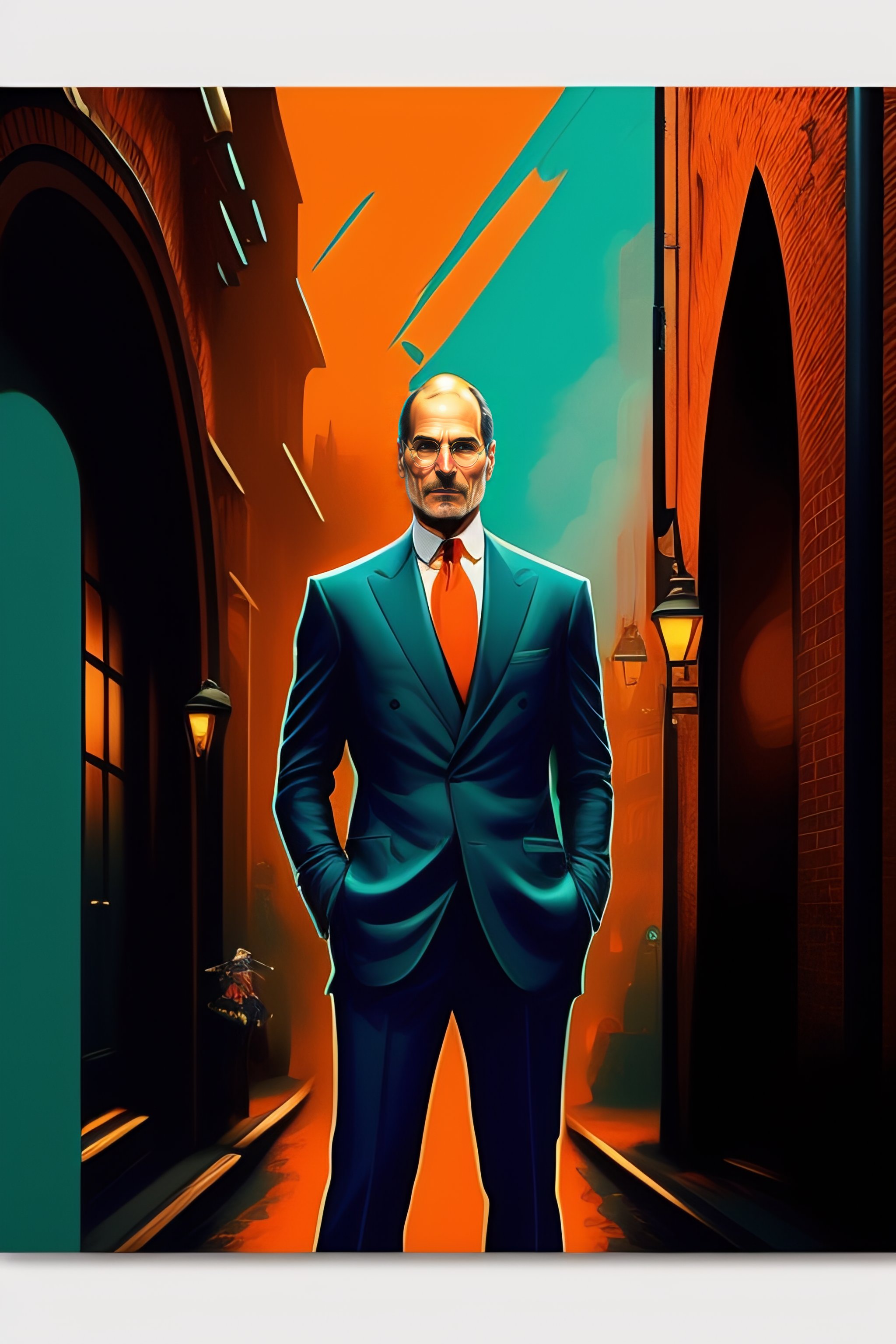 Lexica - Steve jobs inside a vintage alley in 1920s london,black batman ...