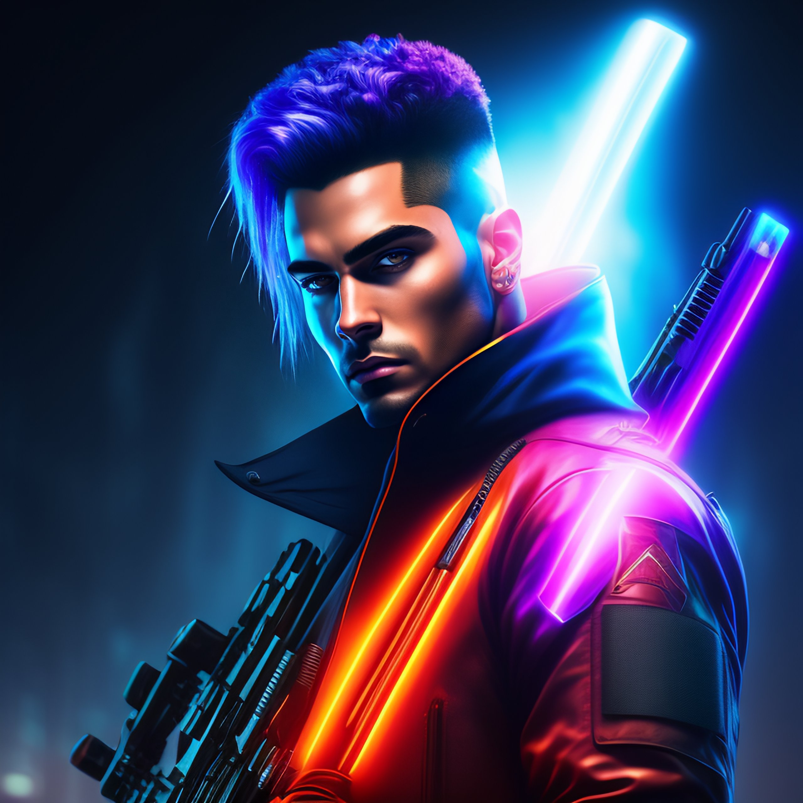 Lexica - Criminal holding a futuristic rifle, realistic, cyberpunk ...