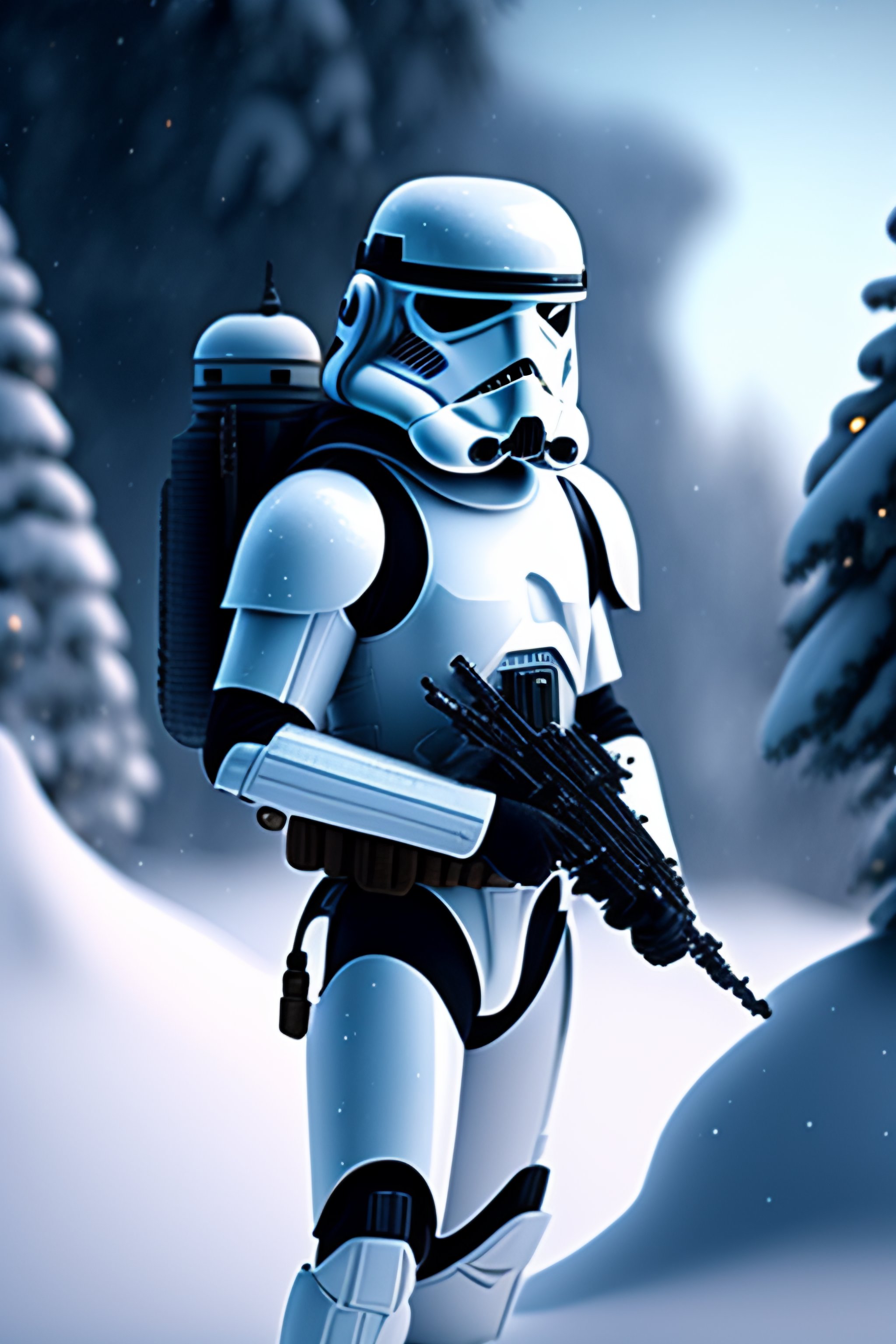 Lexica - Star Wars Snowtrooper, snowy landscape , futuristic details ...