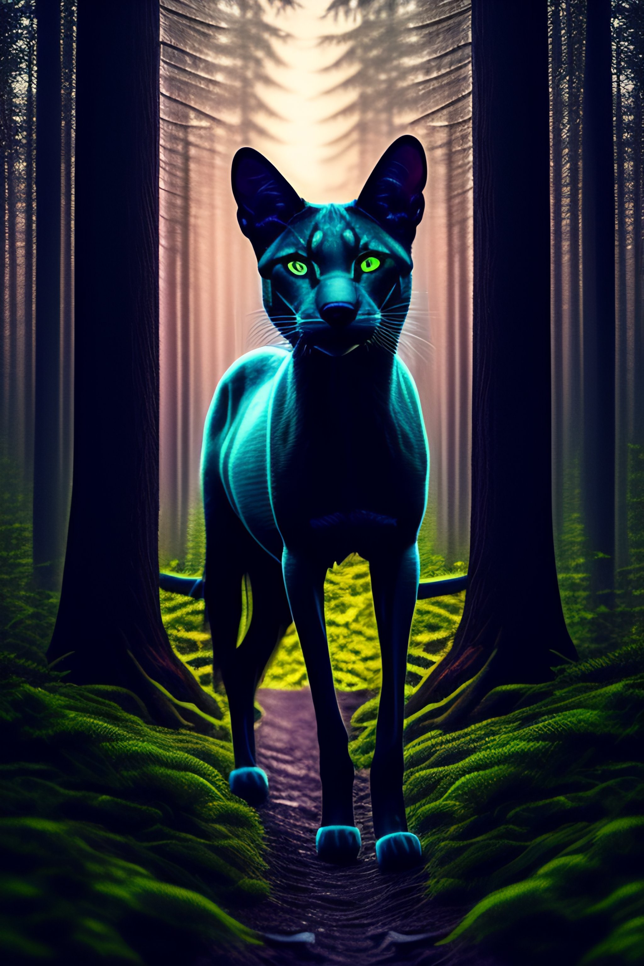 Lexica - Trail camera night vision, horror skinny creature with glowing ...