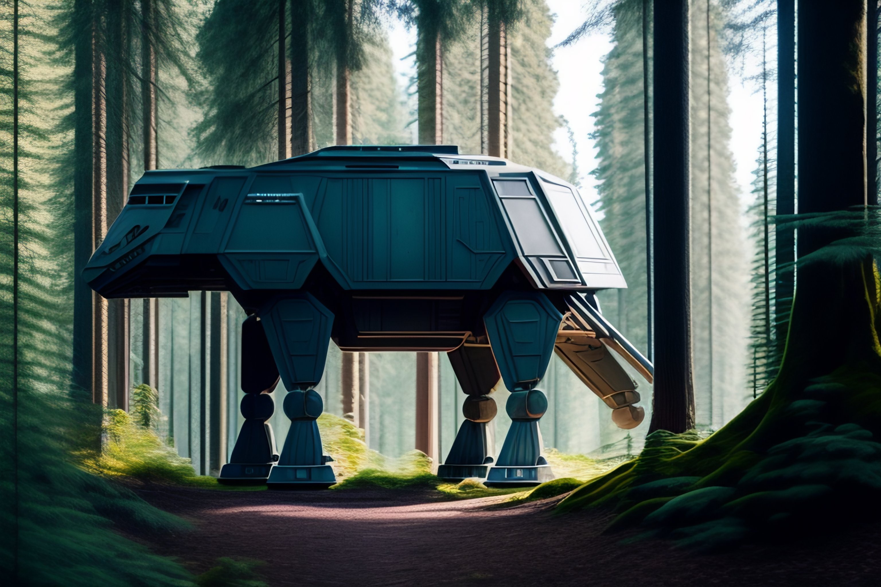 Lexica - Star wars at-at walker in the forest cinematic