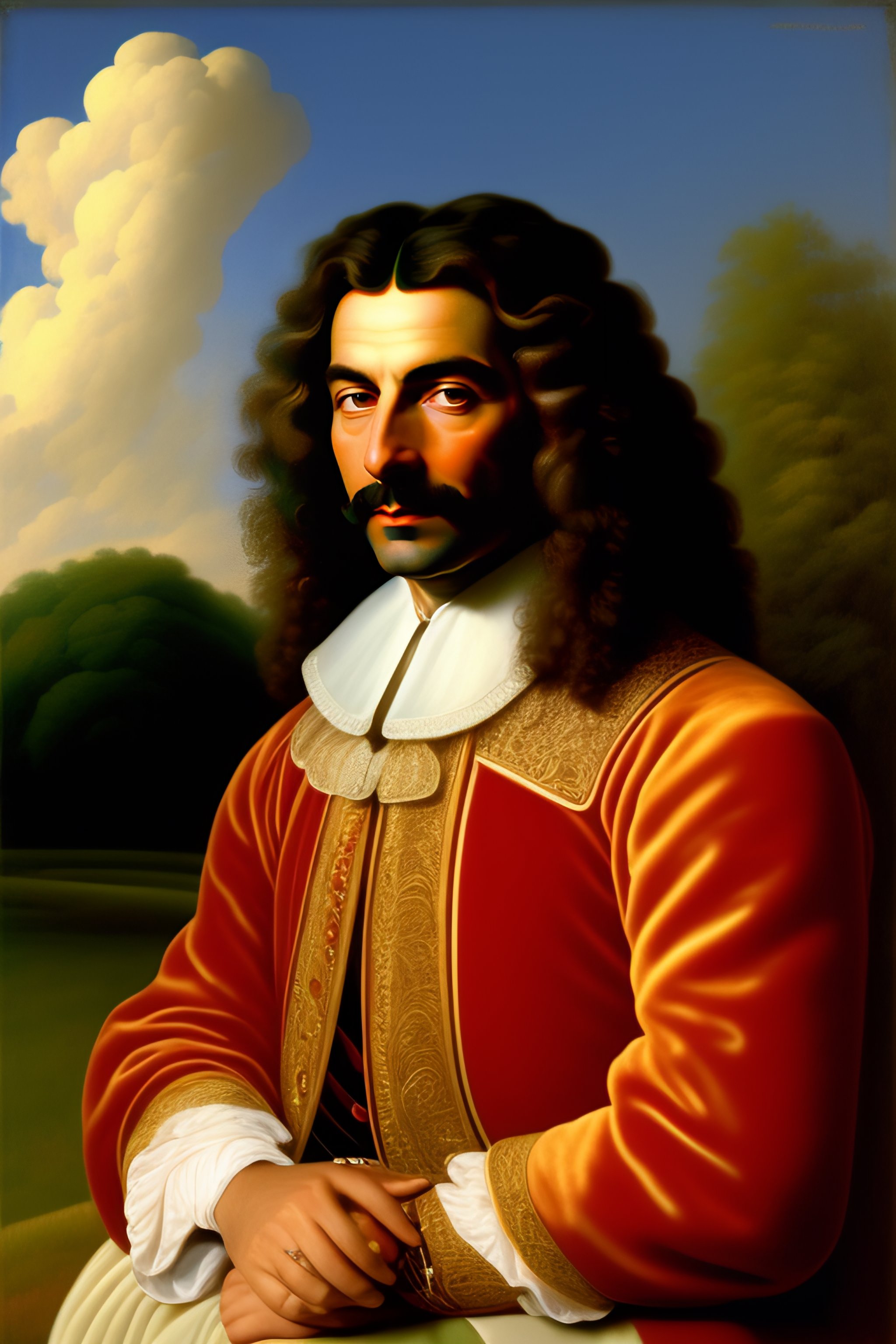Lexica - Portrait of moliere in a field in cartoon