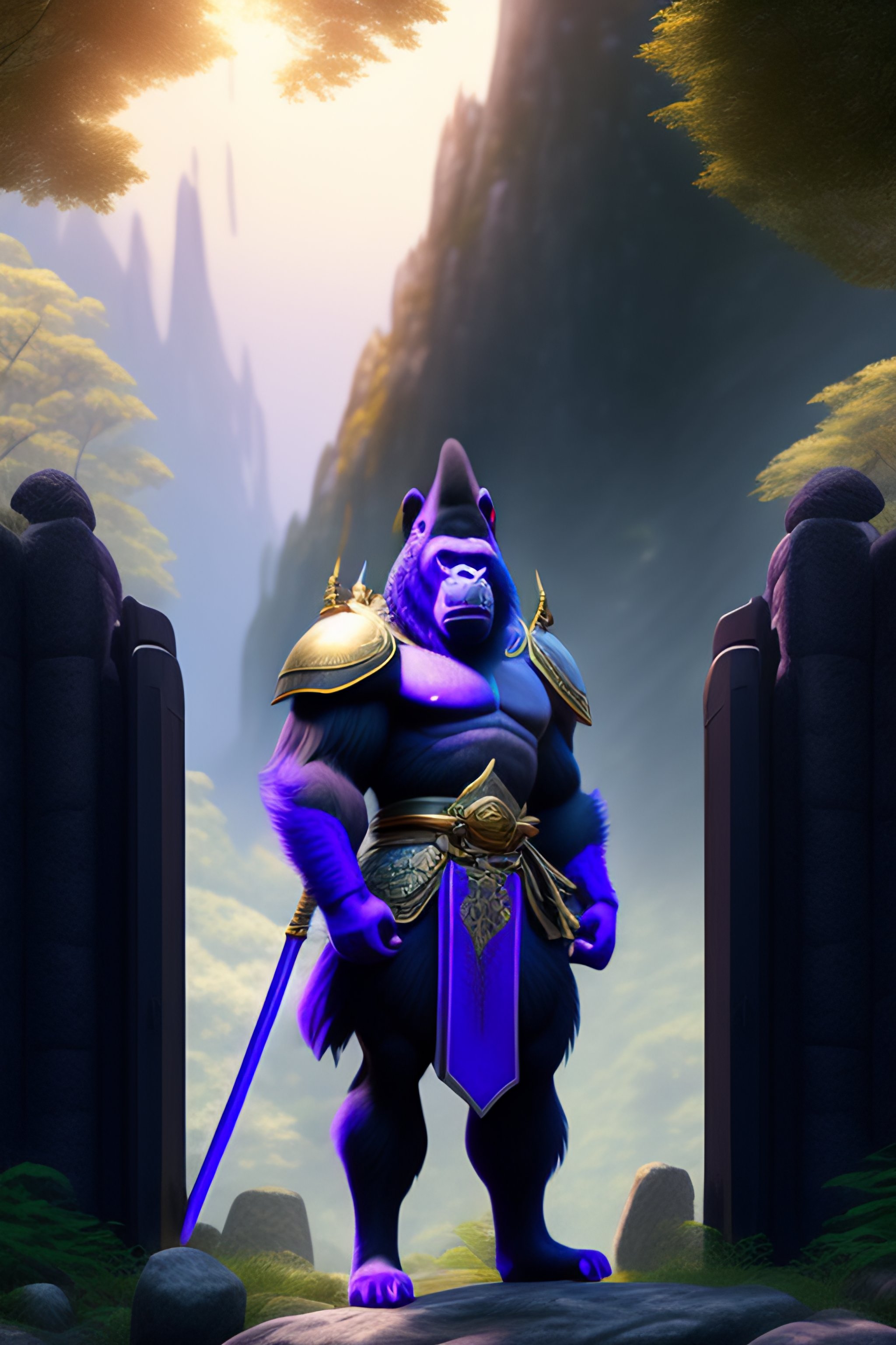 Lexica - A highly detailed matte painting of a Gorilla Samurai in full ...