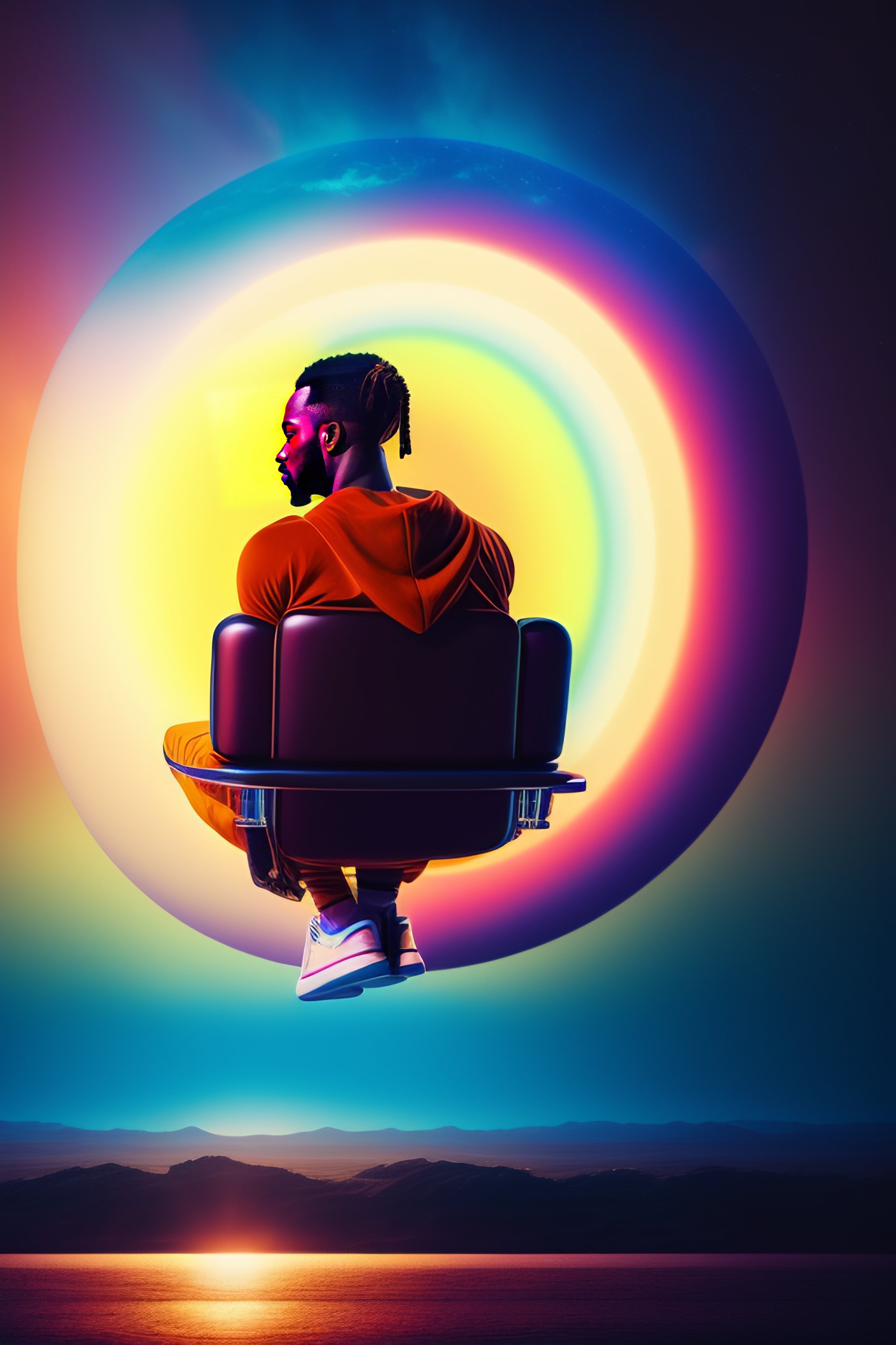 Lexica - Kendrick lamar sitting on a chair floating over Earth, 4k ...
