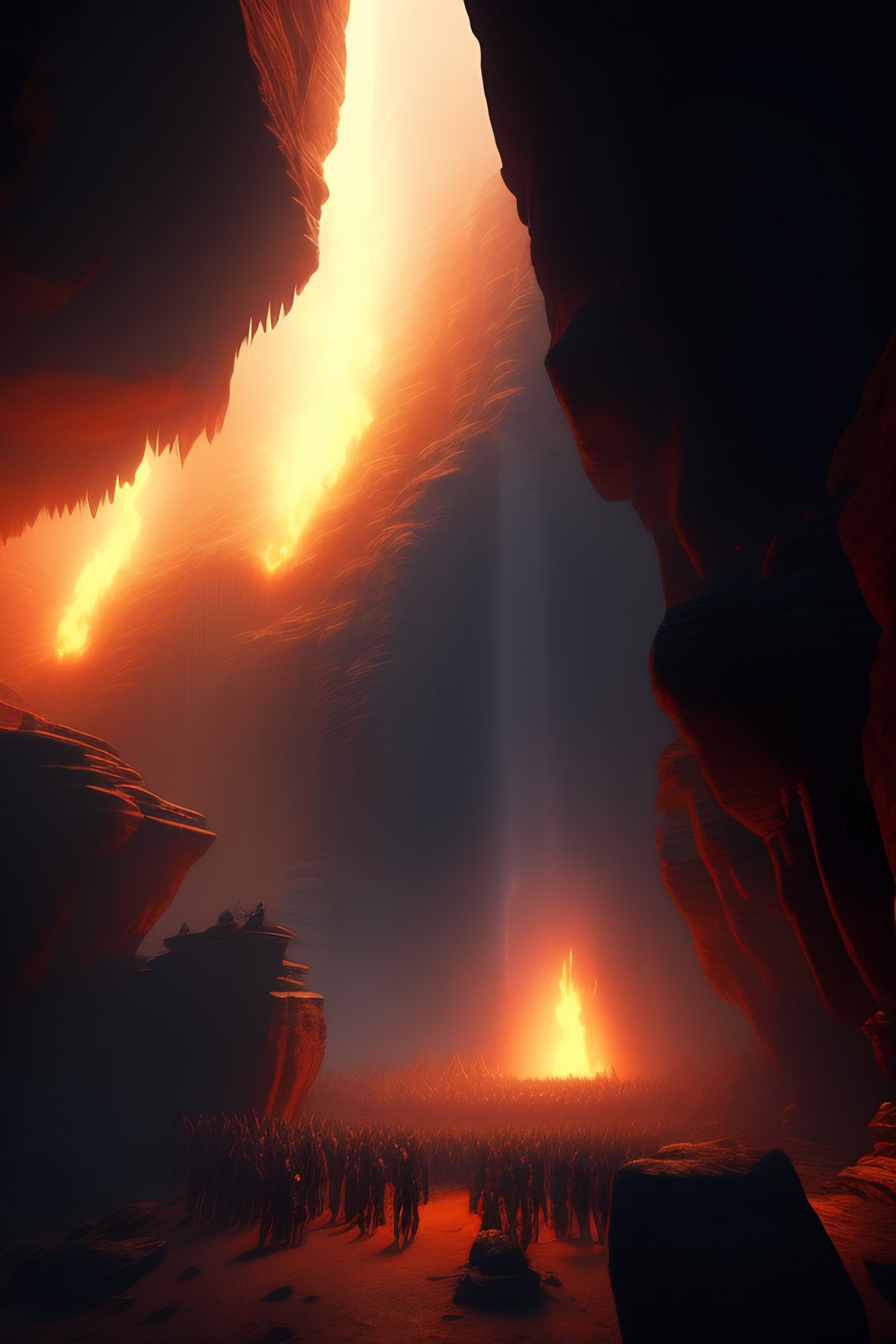 Lexica - Intricate, crisp, noisy, hell, cave, volumetric, dark ...