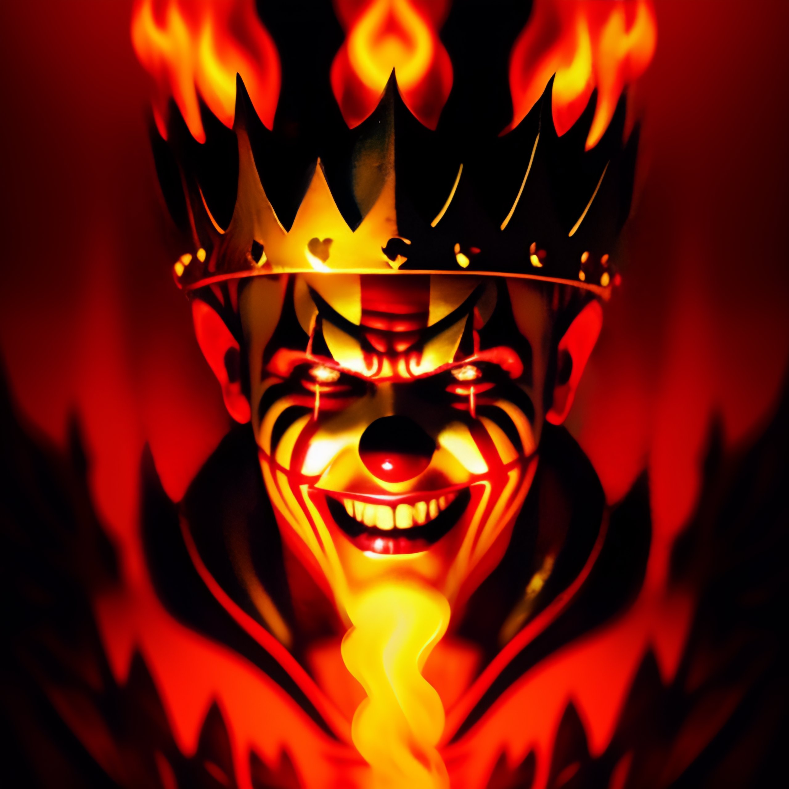 Lexica - Marvel comic style, crown of flames, horror, clown, ambient ...